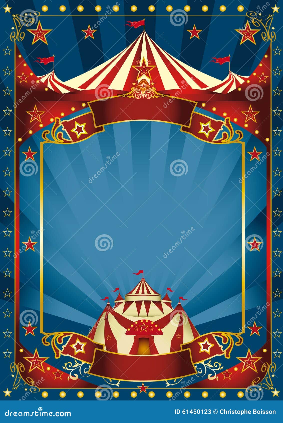 Blue Sky Circus Big Top Poster Cartoon Vector | CartoonDealer.com ...