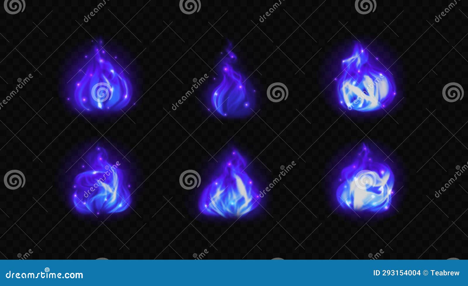 Blue Magic Fire Isolated on Transparent Background. Stock Vector ...
