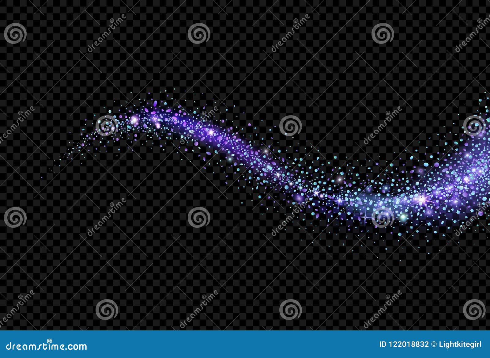 Blue Magic Light Glittering Comet Tail. Trail of Glowing Sparkles ...
