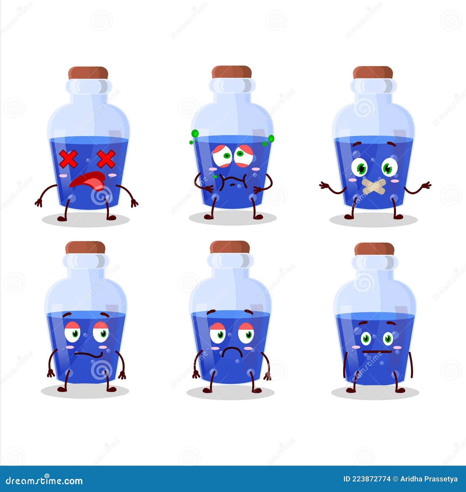 Blue Magic Potion Cartoon Character with Nope Expression Stock Vector ...
