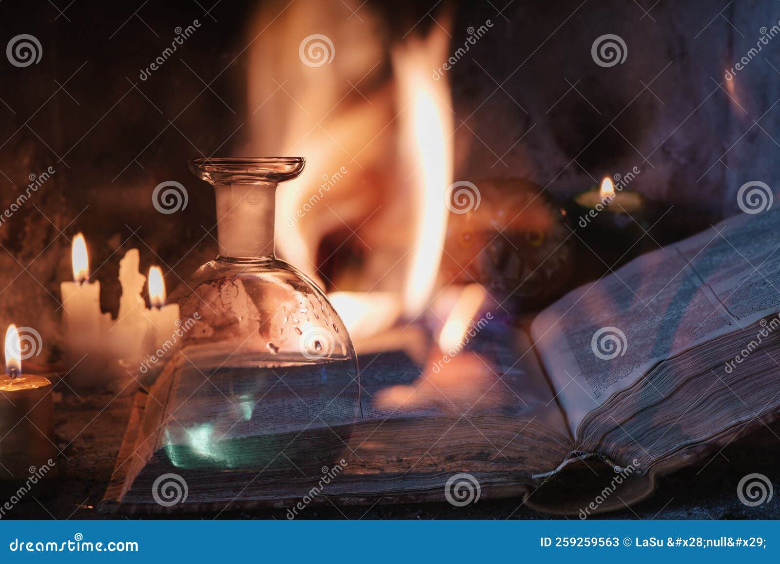 Magic Potion and Spell Book Stock Image - Image of magic, ancient ...