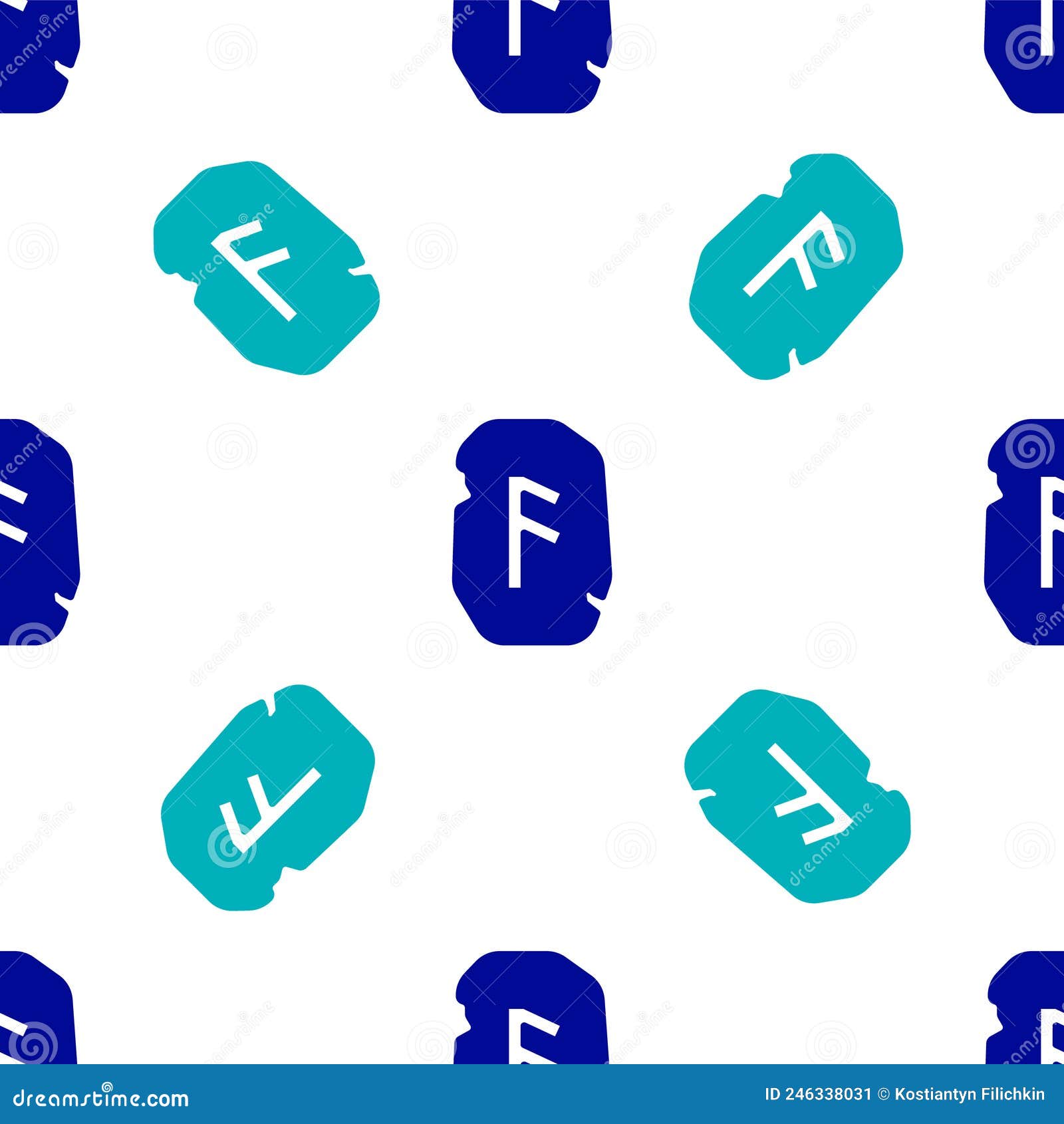 Blue Magic Rune Icon Isolated Seamless Pattern on White Background ...