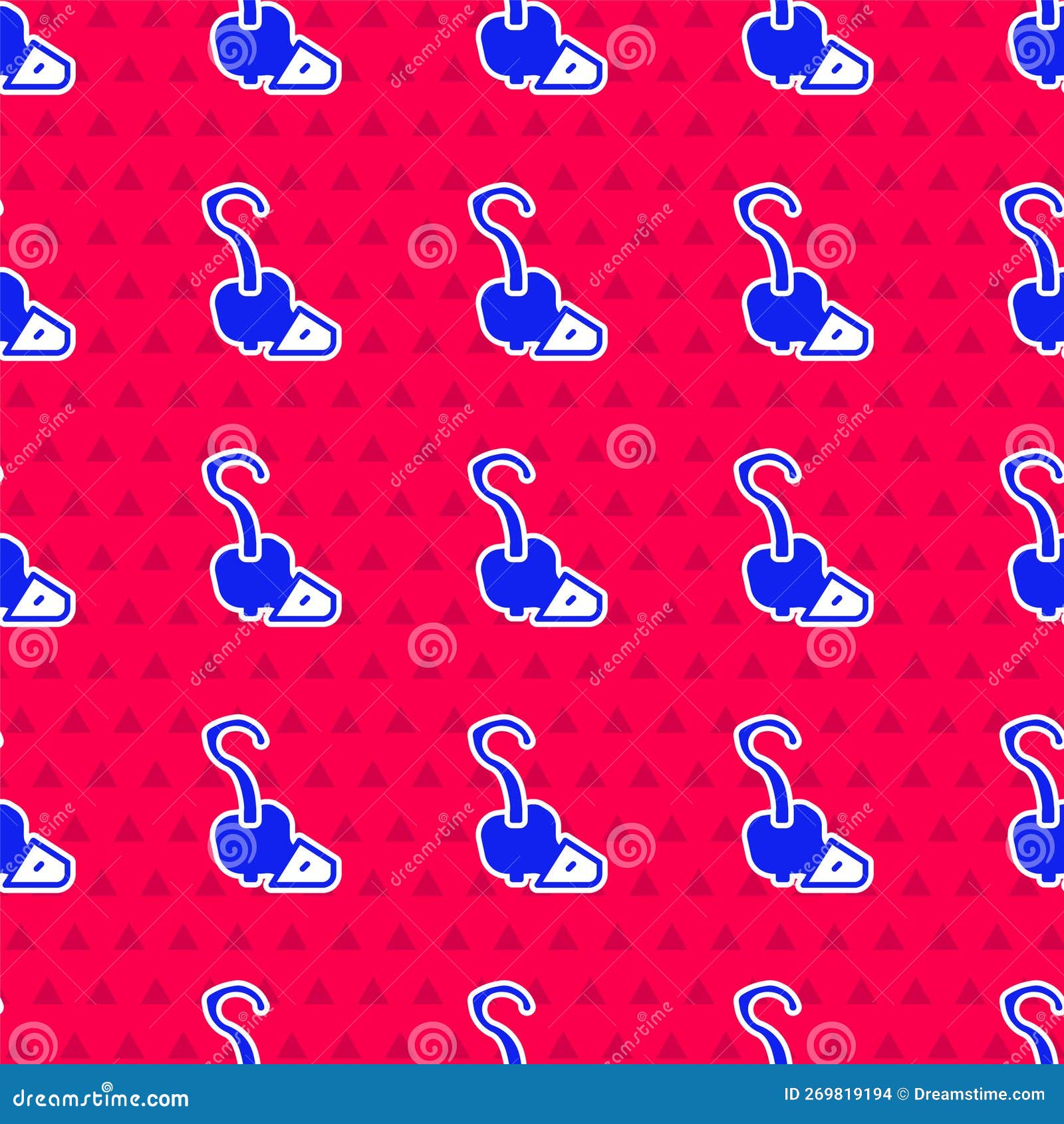 Blue Magic Staff Icon Isolated Seamless Pattern on Red Background ...