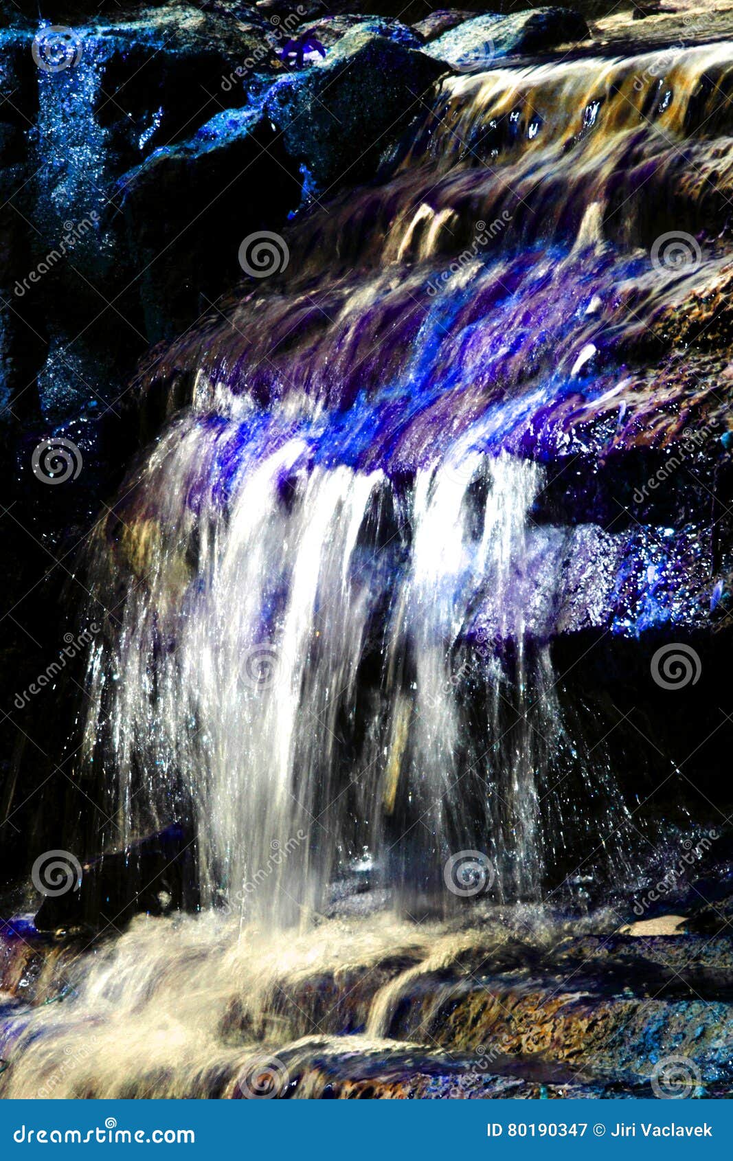 Blue magical waterfalls stock image. Image of serenity - 80190347