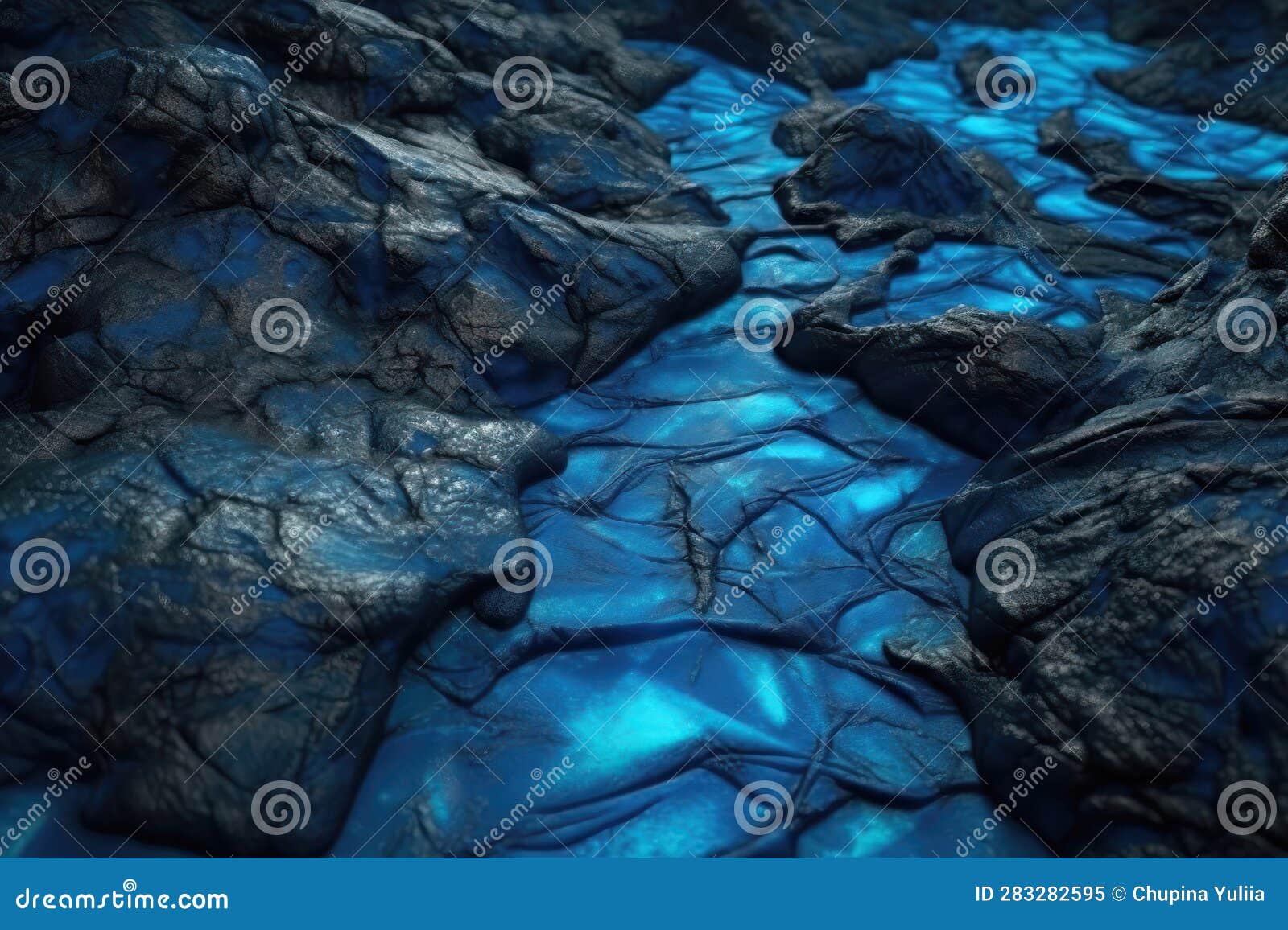 Blue Magma Rock Texture with Cracks. AI Generated Stock Illustration ...