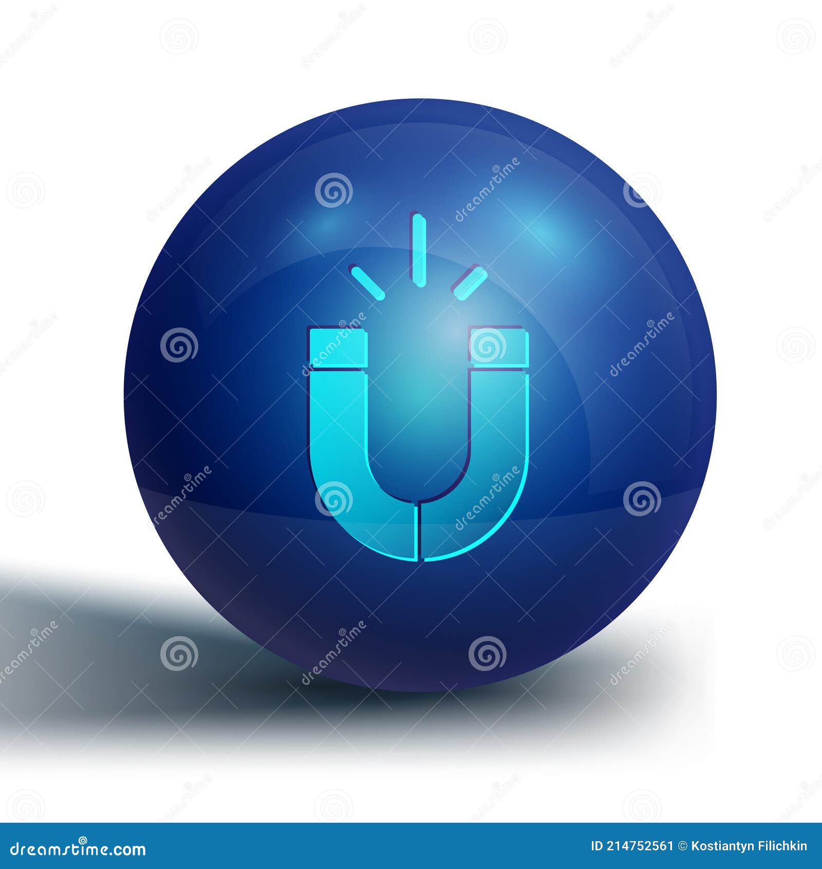 Blue Magnet Icon Isolated on White Background. Horseshoe Magnet ...
