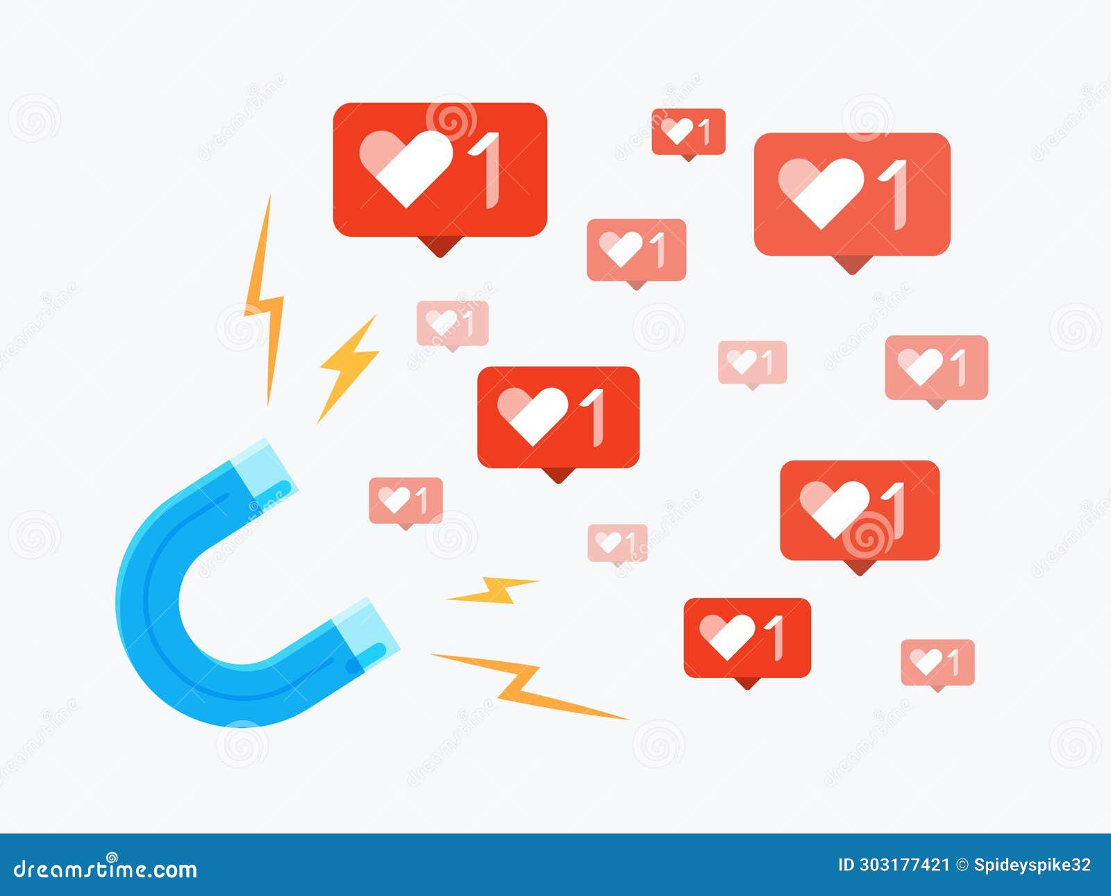 A Blue Magnet and Love Messages. Vector Illustration Stock Vector ...