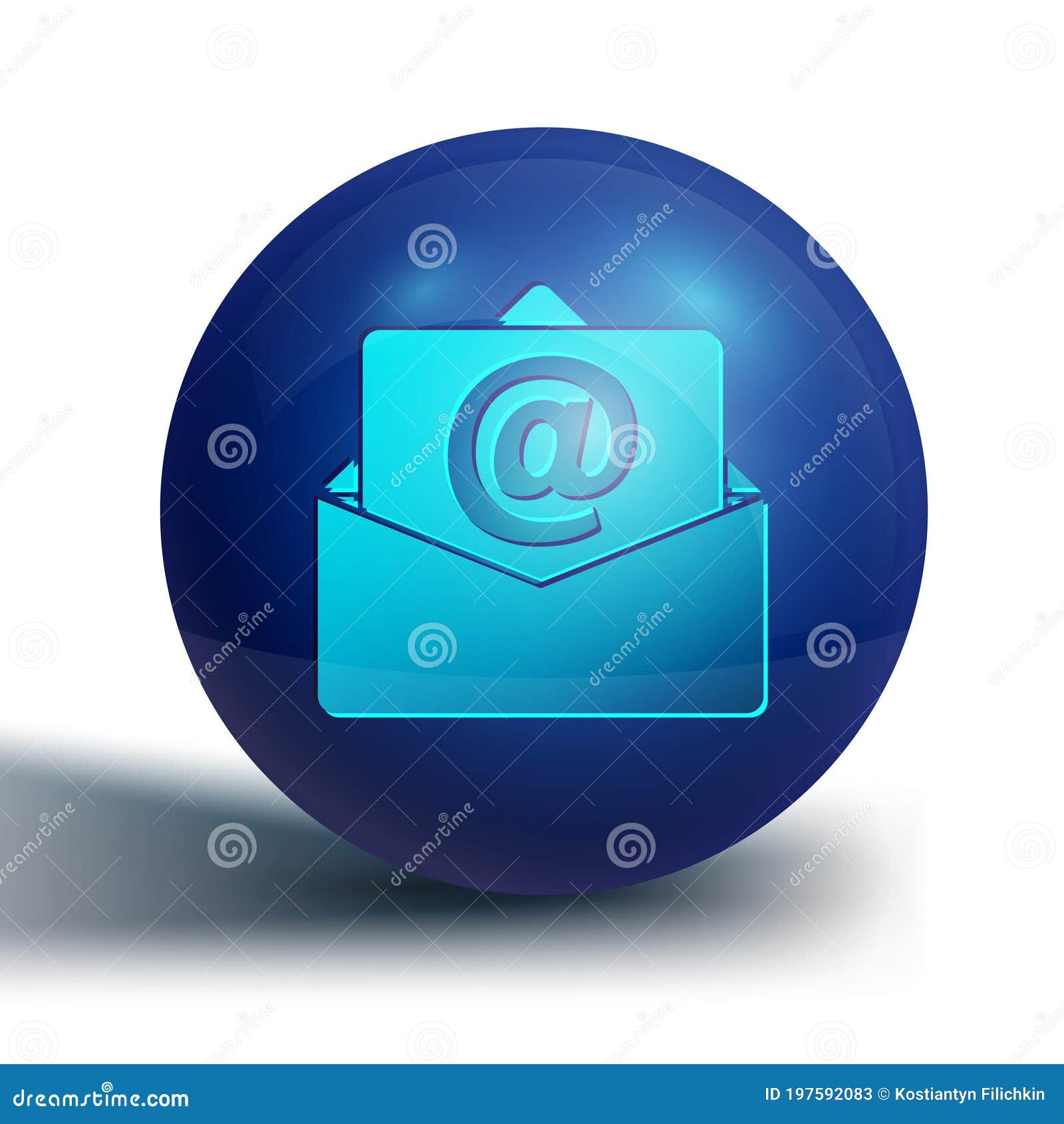 Blue Mail and E-mail Icon Isolated on White Background. Envelope Symbol ...