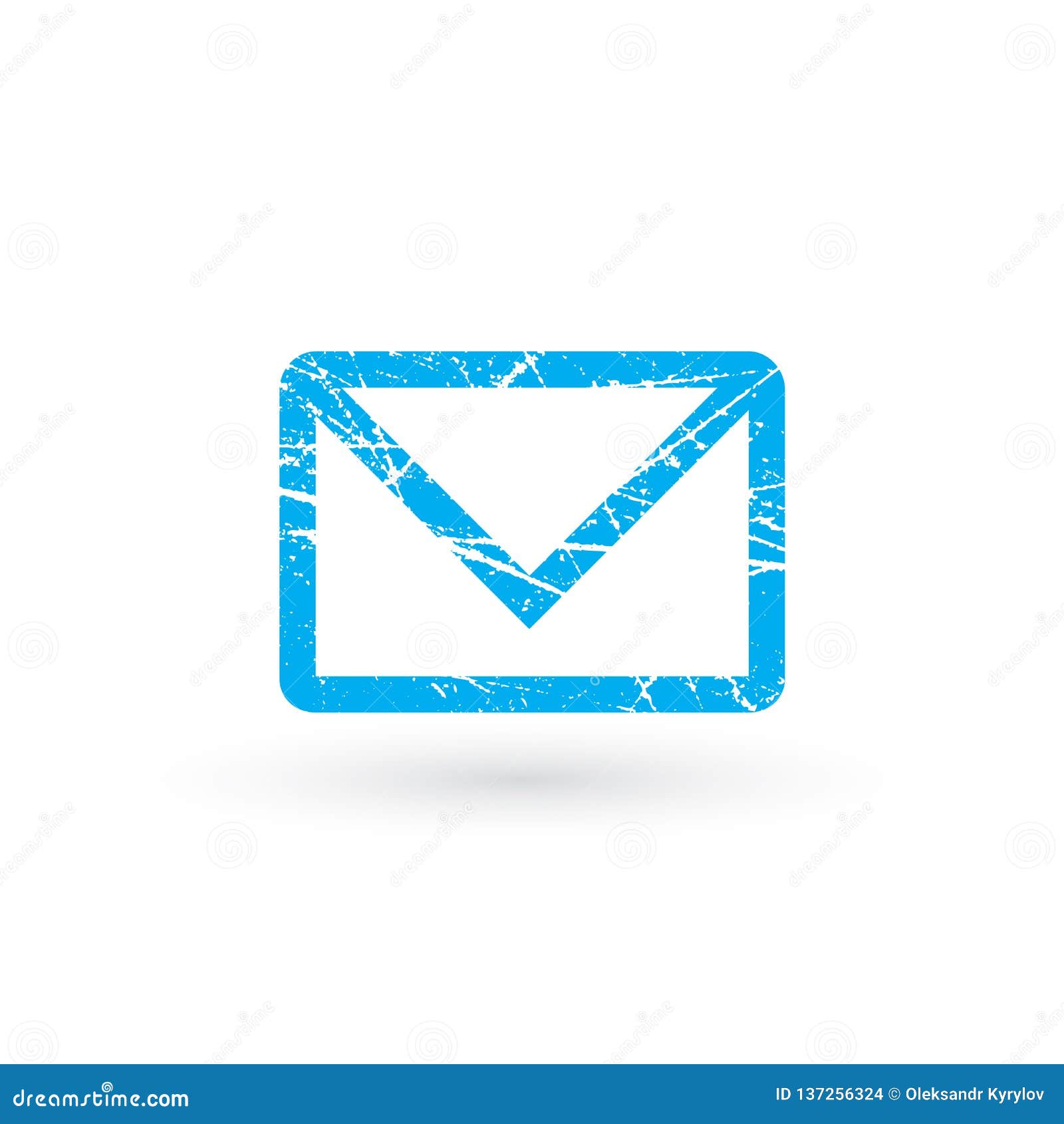 Blue Mail Envelope in Grunge Style. Vector Illustration Isolated on ...
