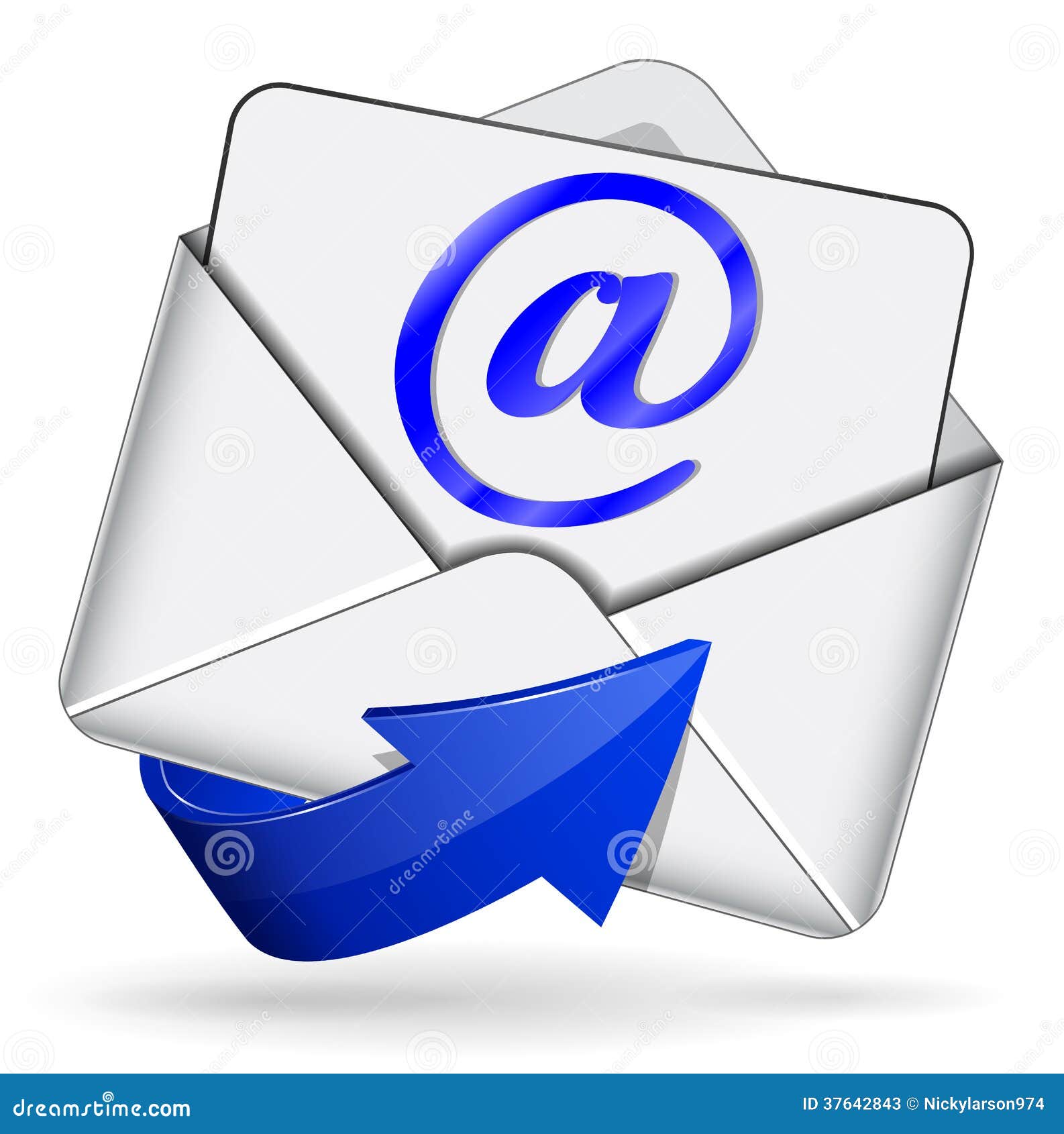 Blue mail icon with arrow stock vector. Illustration of correspondence ...
