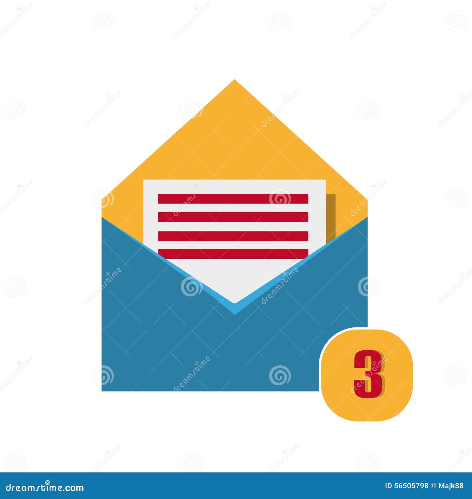 Blue Mail Icon with Letter Incoming Email Stock Illustration ...
