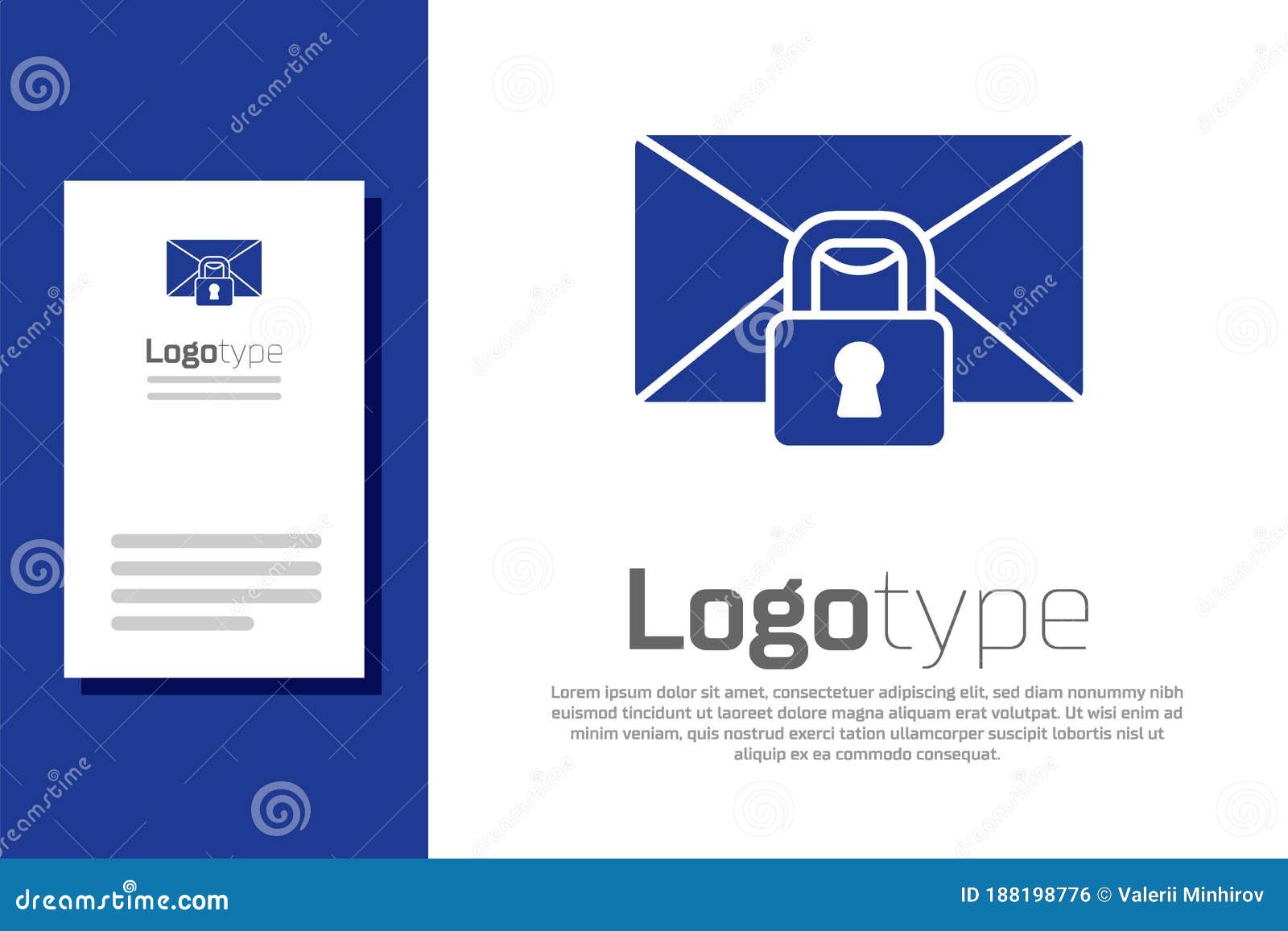 Blue Mail Message Lock Password Icon Isolated on White Background ...