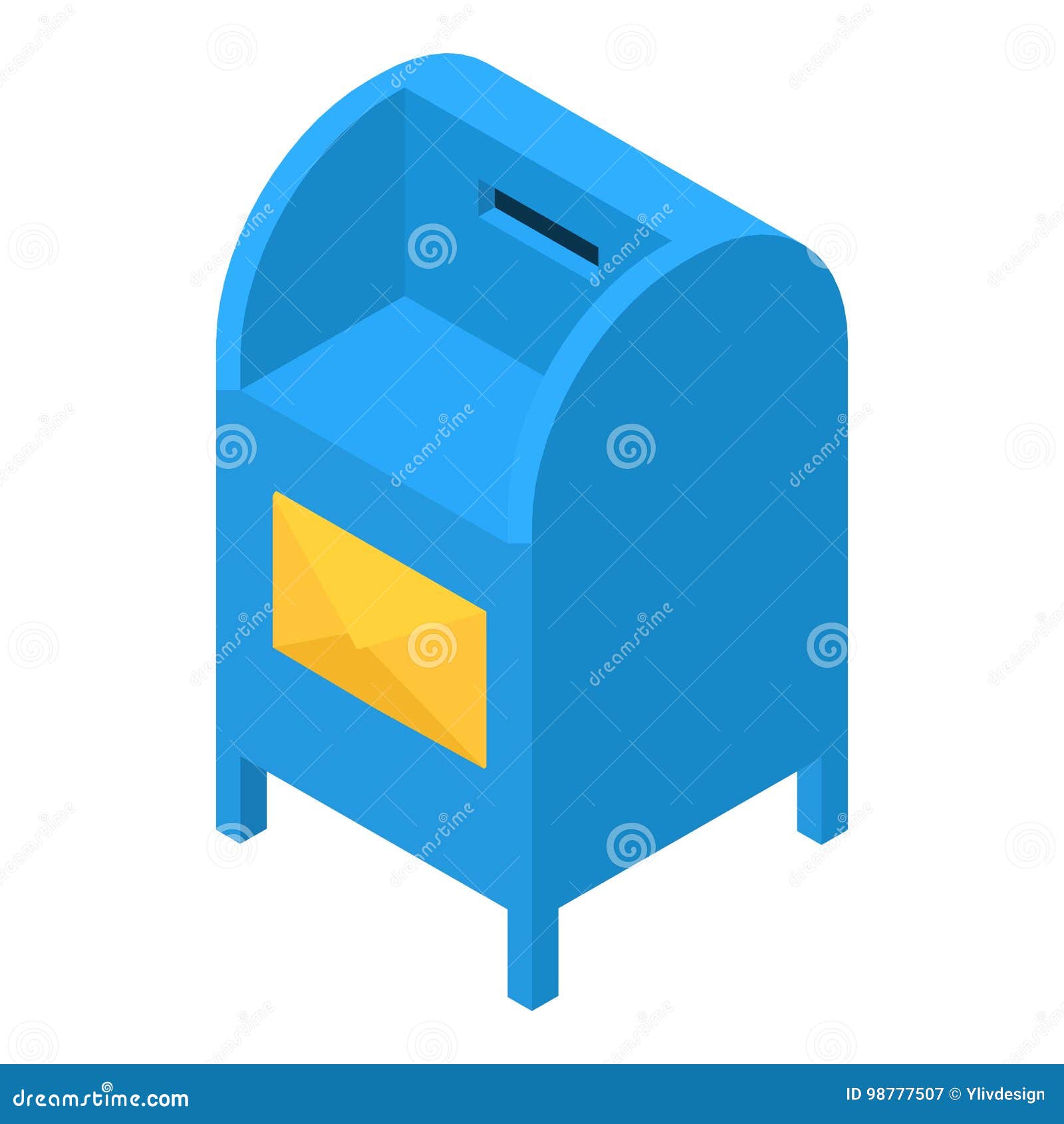 Blue Mailbox Icon, Isometric 3d Style Stock Vector - Illustration of inbox, isometric: 98777507