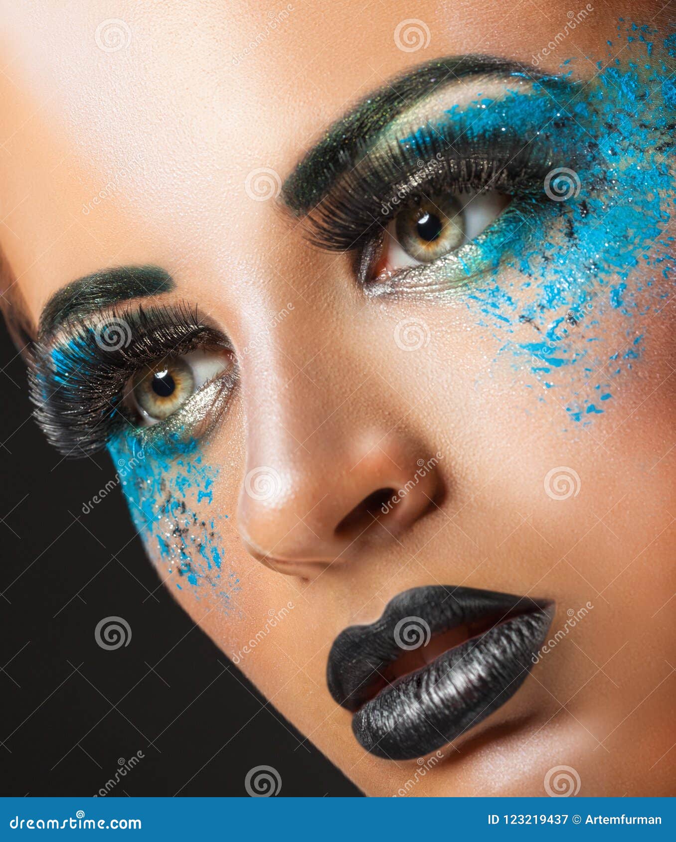Blue makeup stock image. Image of people, fantasy, black - 123219437