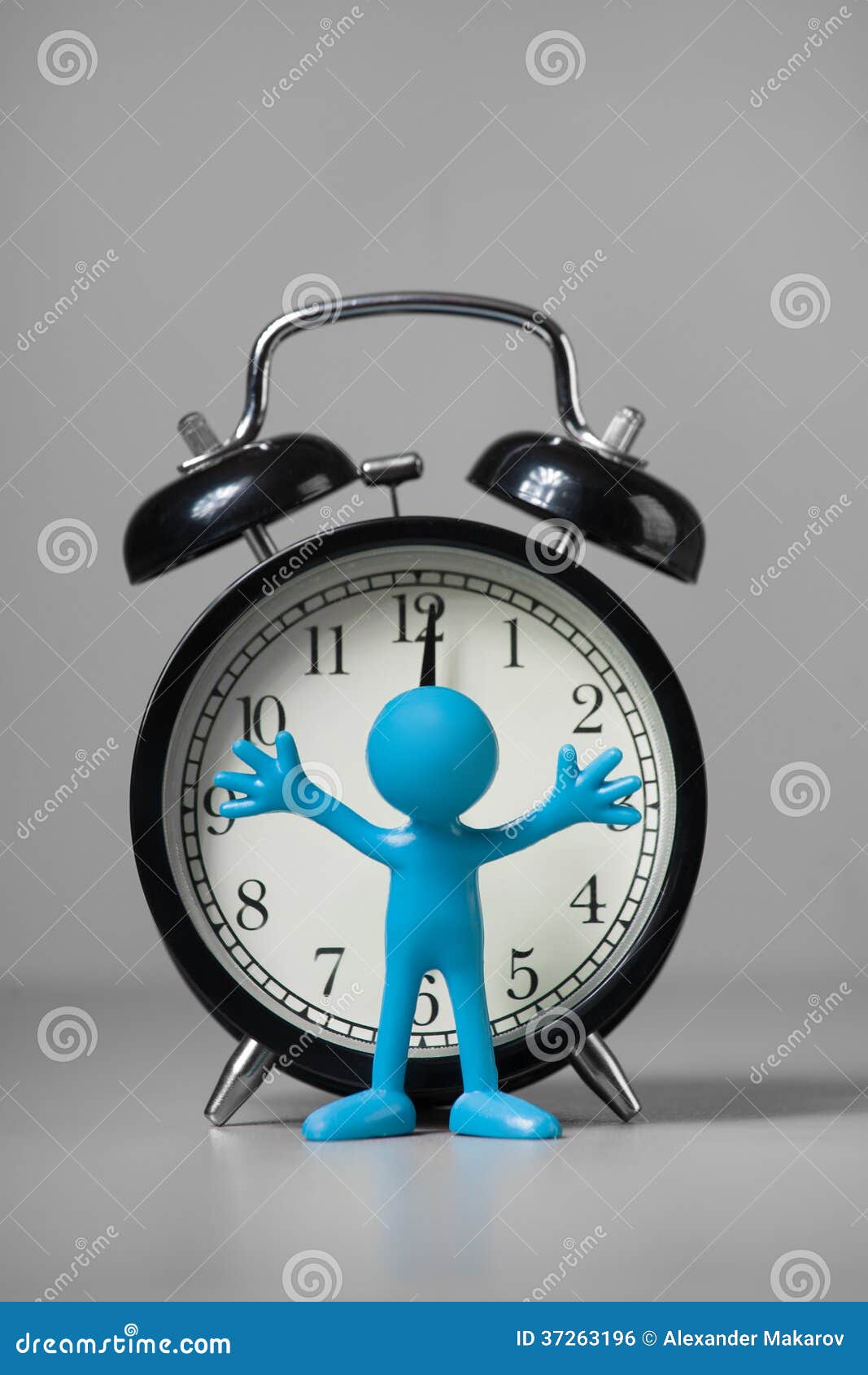 Blue Man and an Alarm Clock. Stock Illustration - Illustration of ...