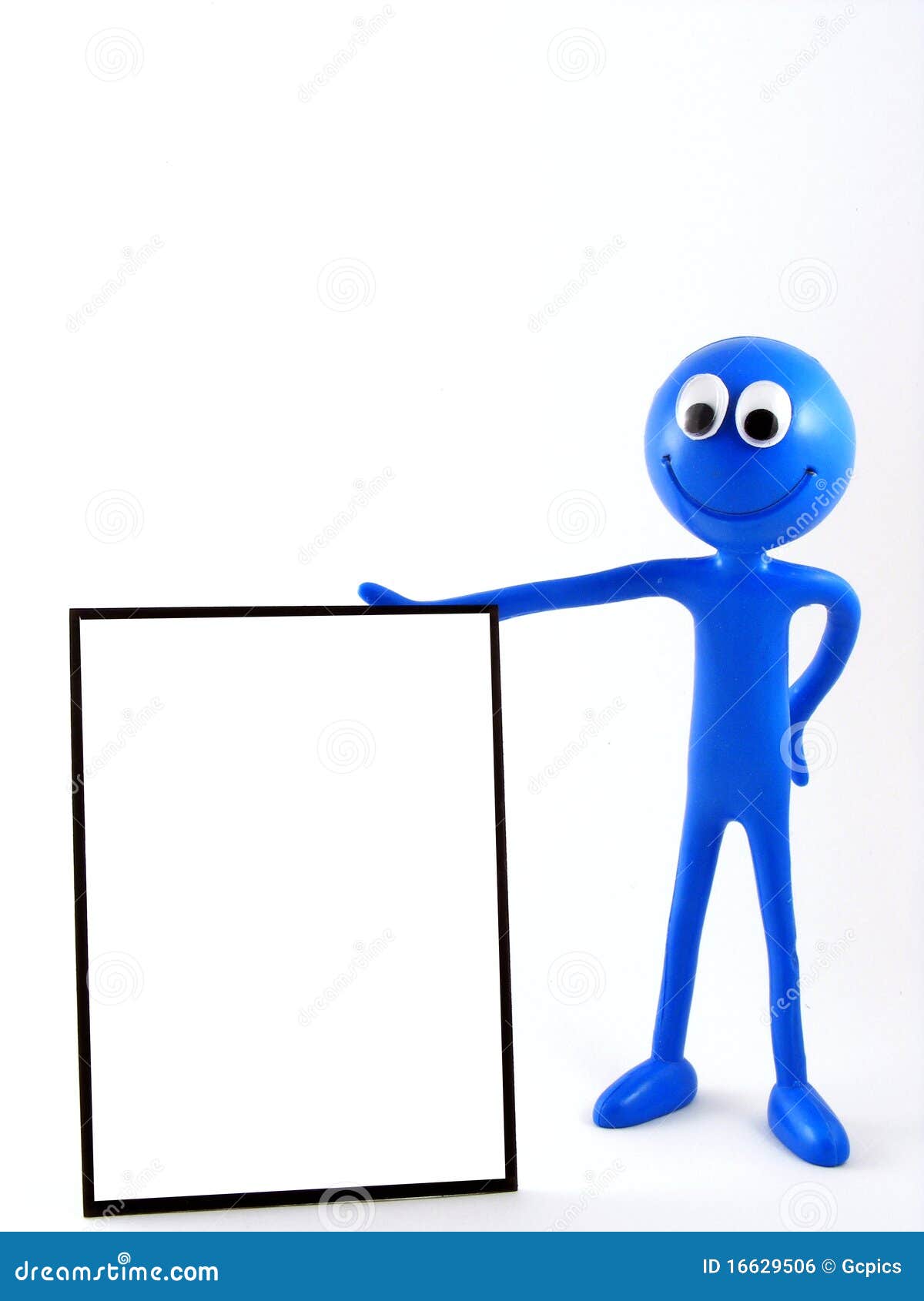Blue Man Figure Holding Advertising Board #1 Stock Photo - Image of ...