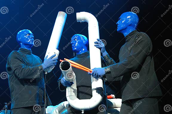Blue man group performance editorial image. Image of blue - 4271810