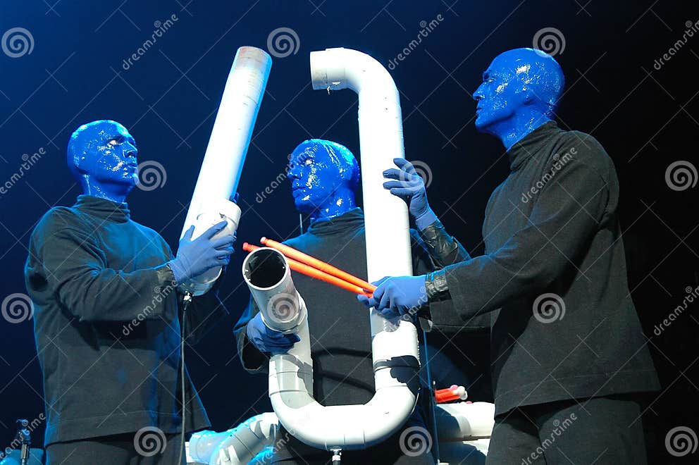 Blue man group performance editorial image. Image of blue - 4271810