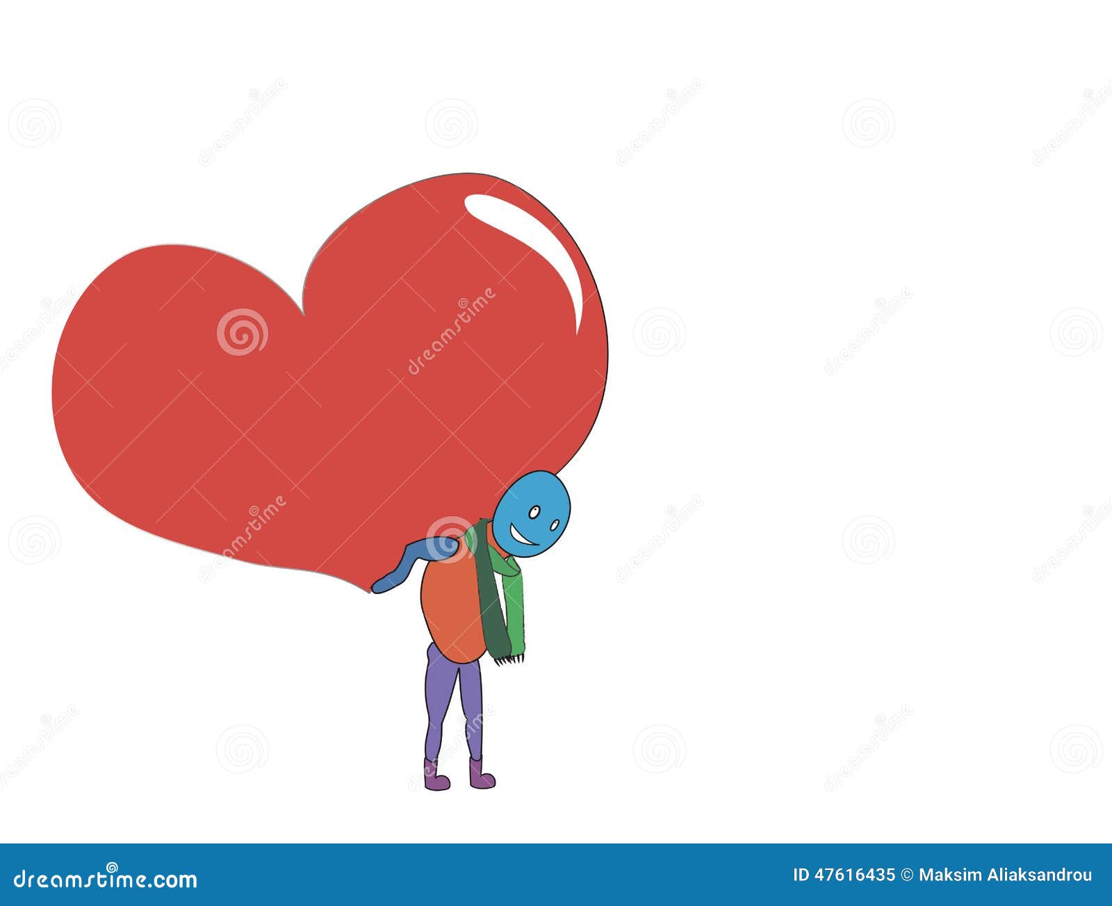 Blue Man with a Heart in His Hands Stock Illustration - Illustration of ...