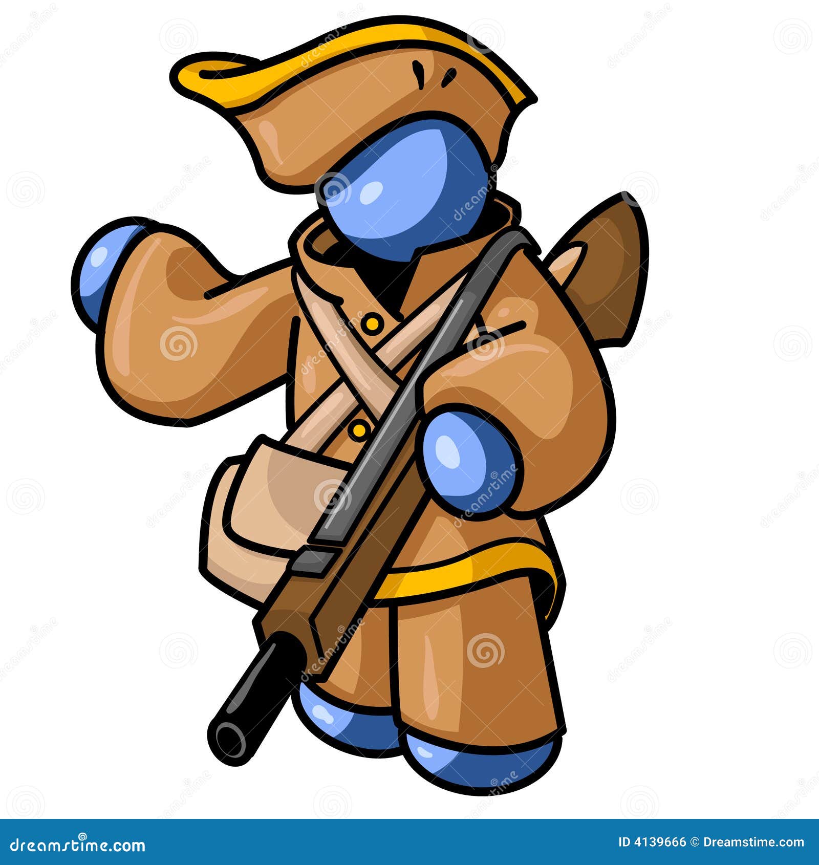 Blue man hunter stock vector. Illustration of blue, caricature - 4139666