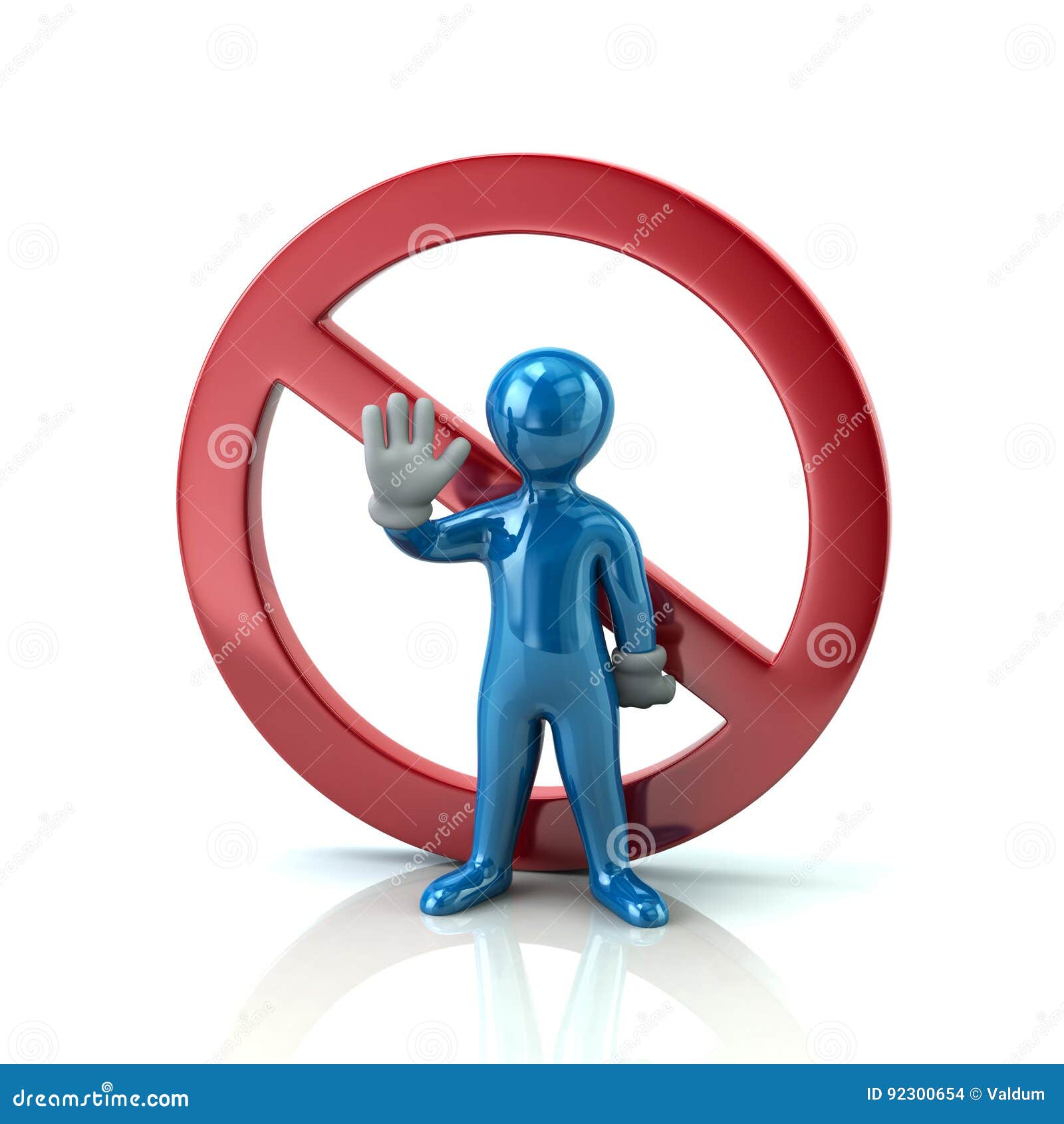 Blue Man Showing Stop Gesture and Not Allowed Sign Stock Illustration ...