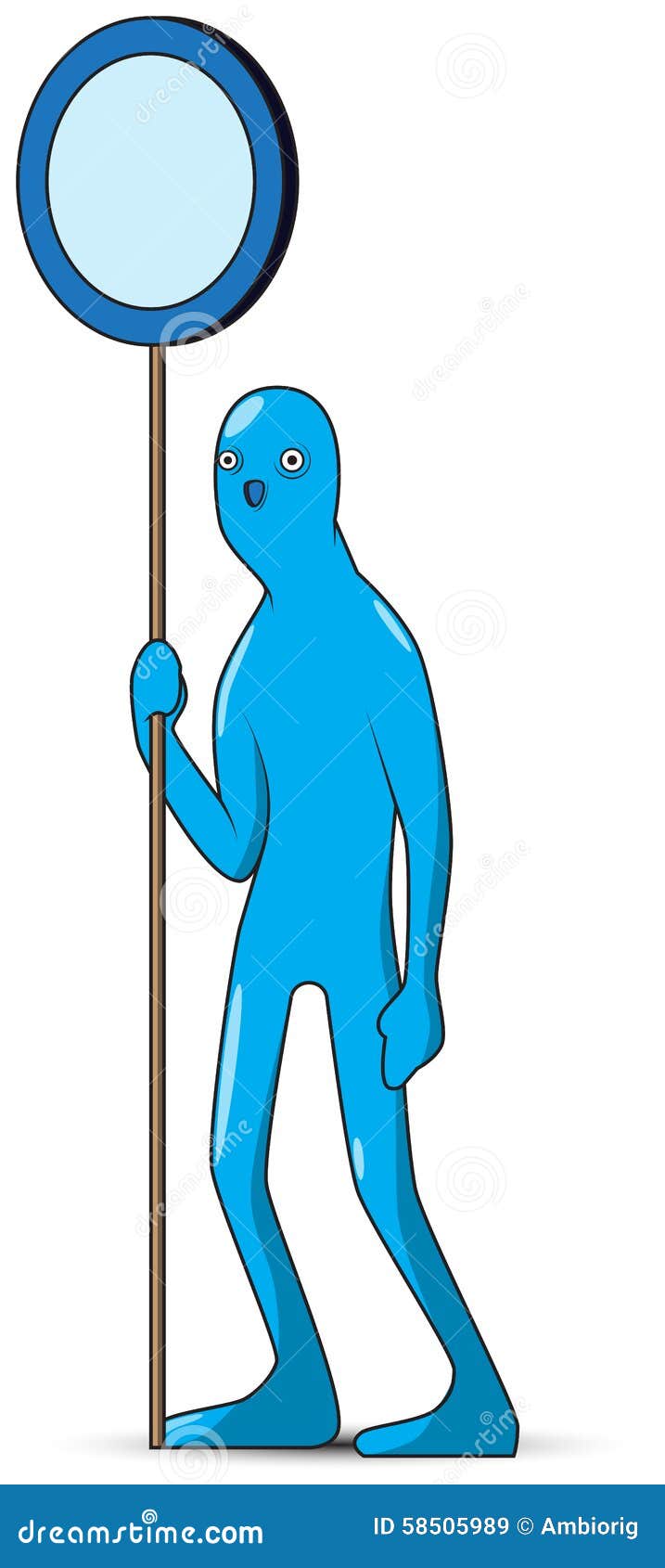Blue Man Standing with a Sign Stock Vector - Illustration of blue, eyes ...