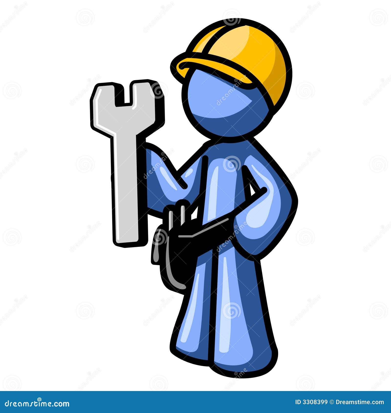 Blue man wearing hard hat stock vector. Illustration of hard - 3308399
