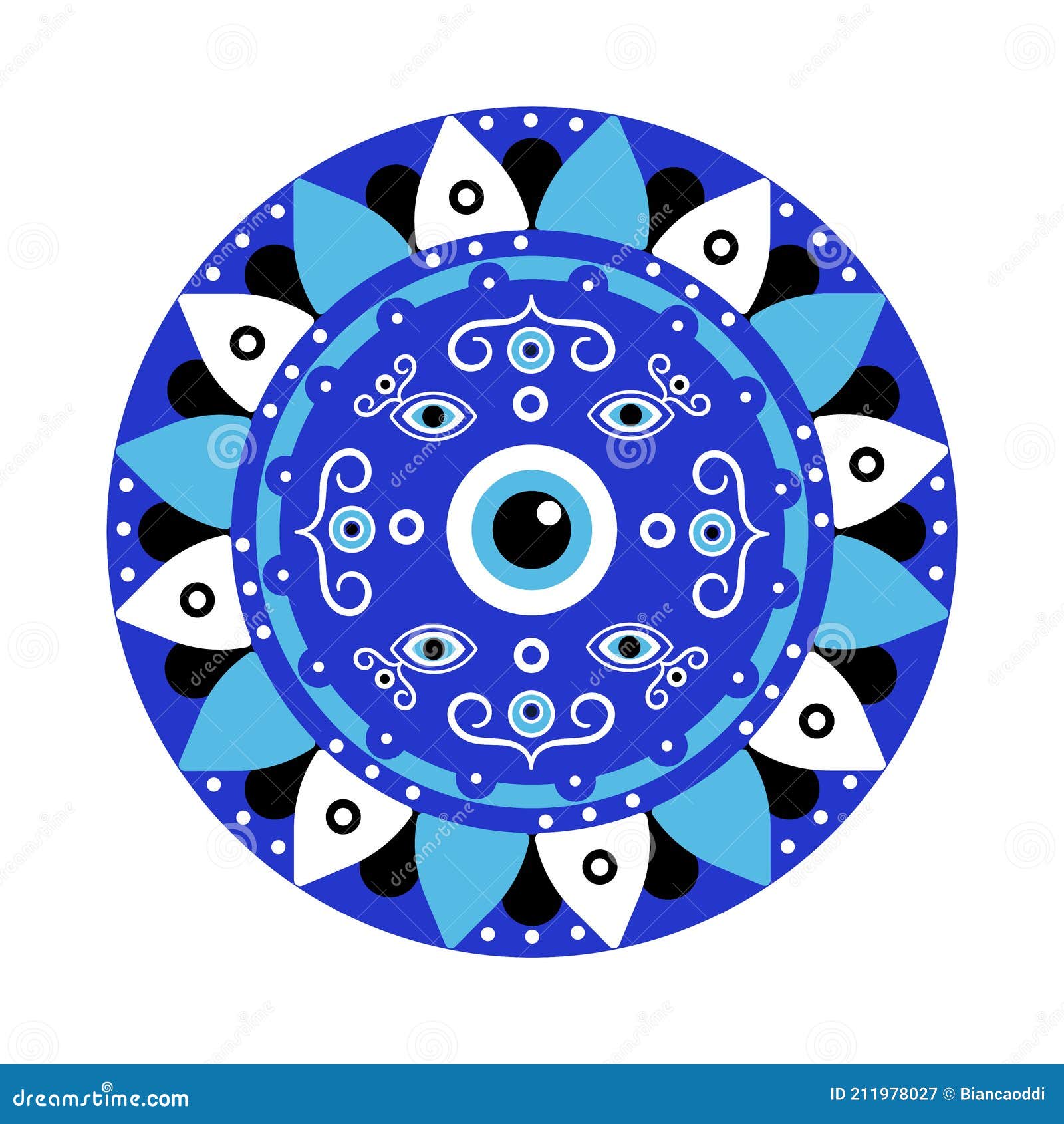 Blue Mandala Evil Eye, Greek Amulet Against Evil Eye Stock Vector ...