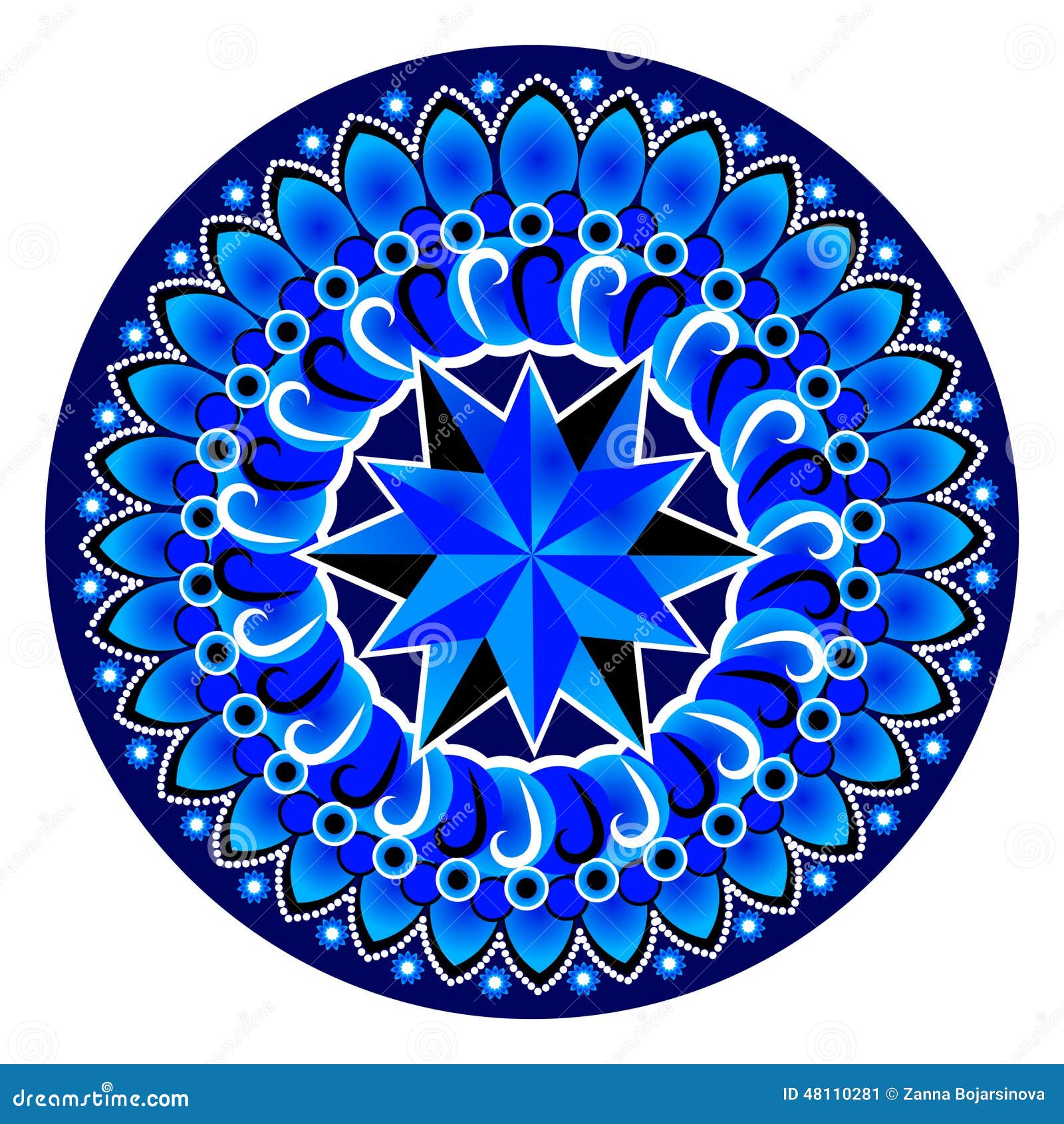 Blue mandala pattern stock vector. Illustration of decoration - 48110281