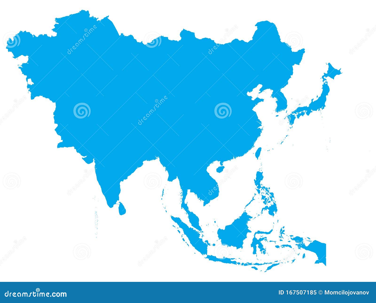 Blue map of Asia stock vector. Illustration of black - 167507185