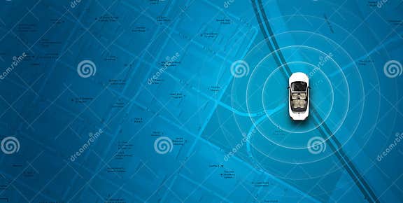 Blue map with car stock image. Image of navigation, road - 55228631