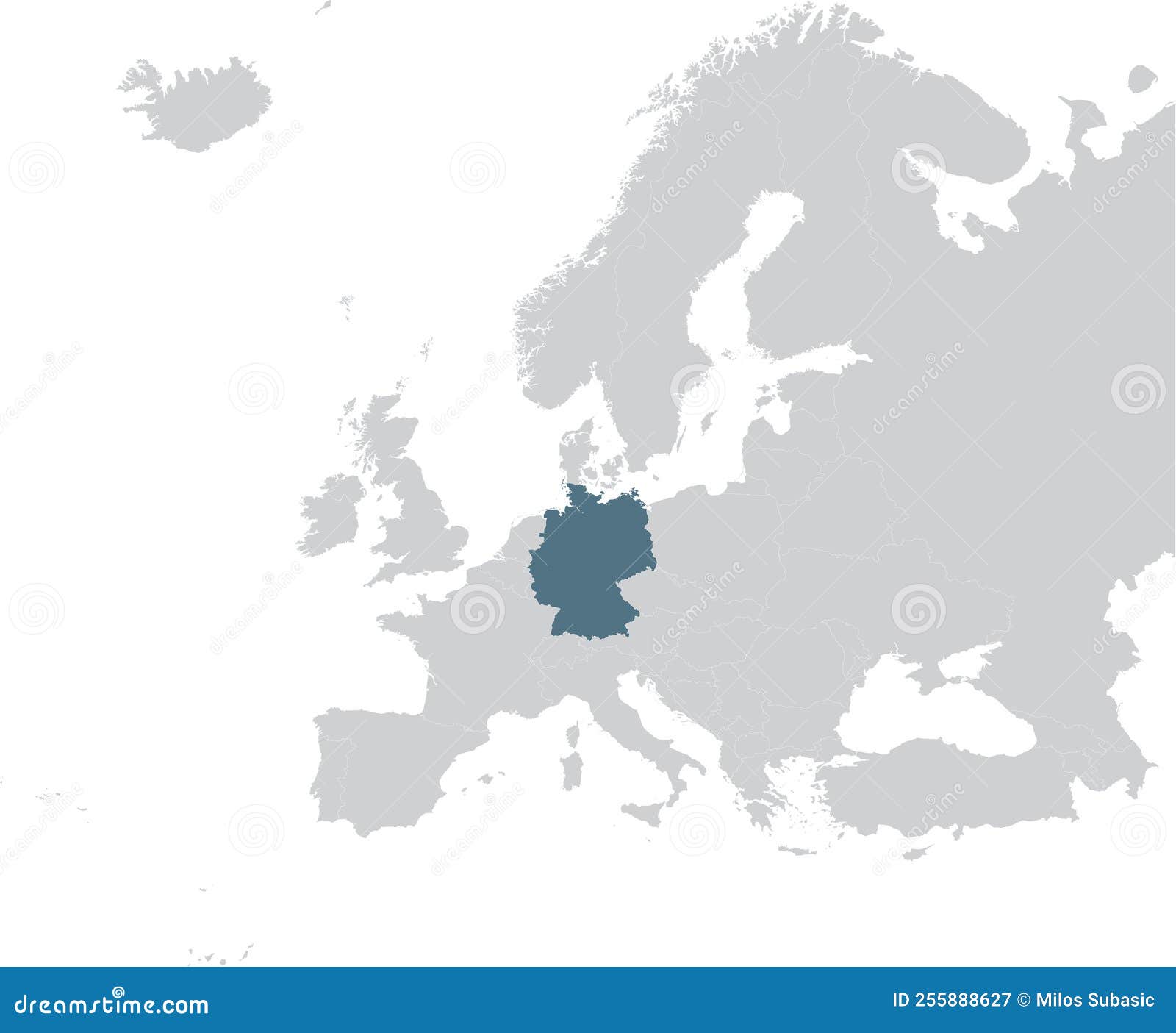 Blue Map of Germany stock vector. Illustration of continent - 255888627