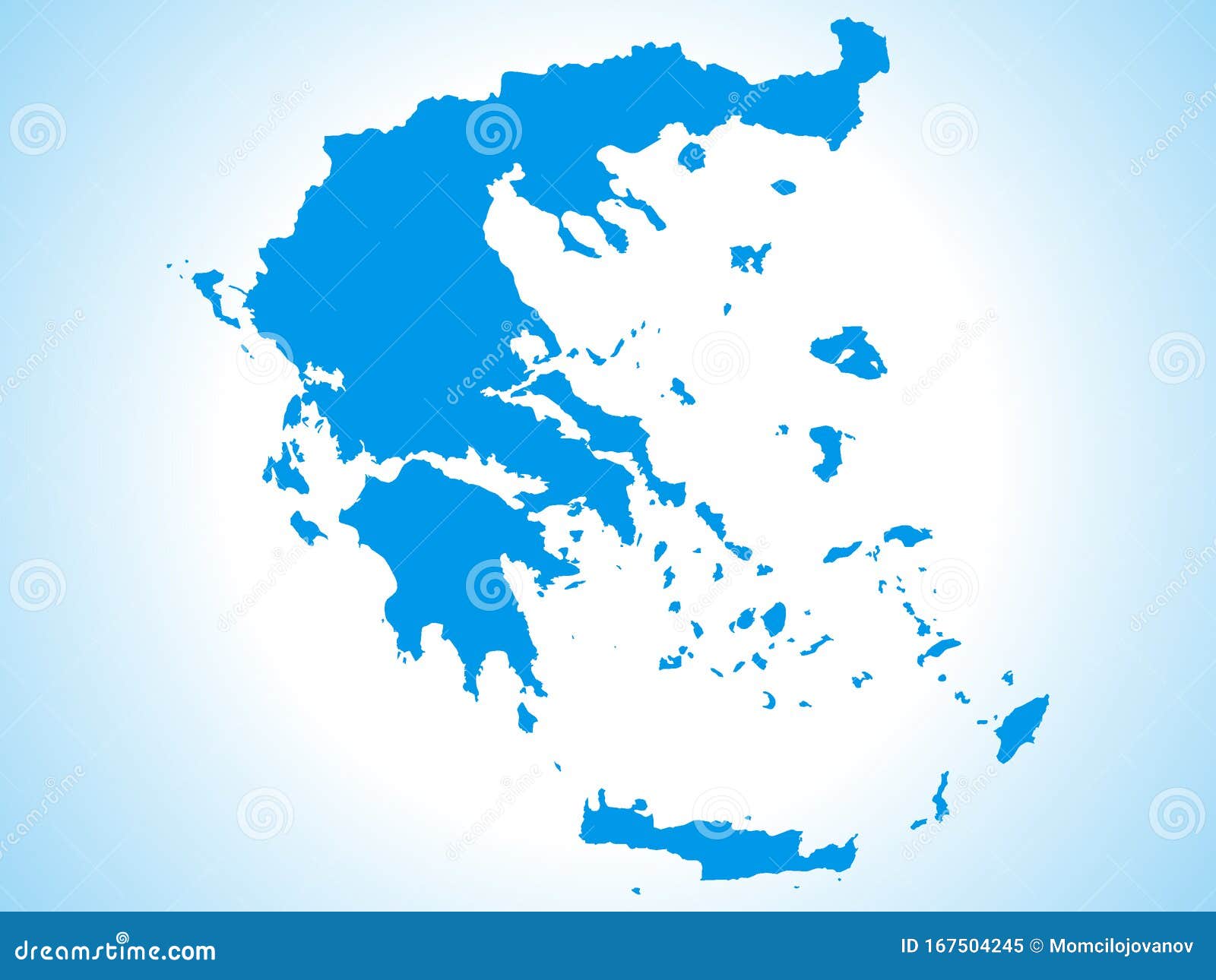 Blue map of Greece stock vector. Illustration of republic - 167504245
