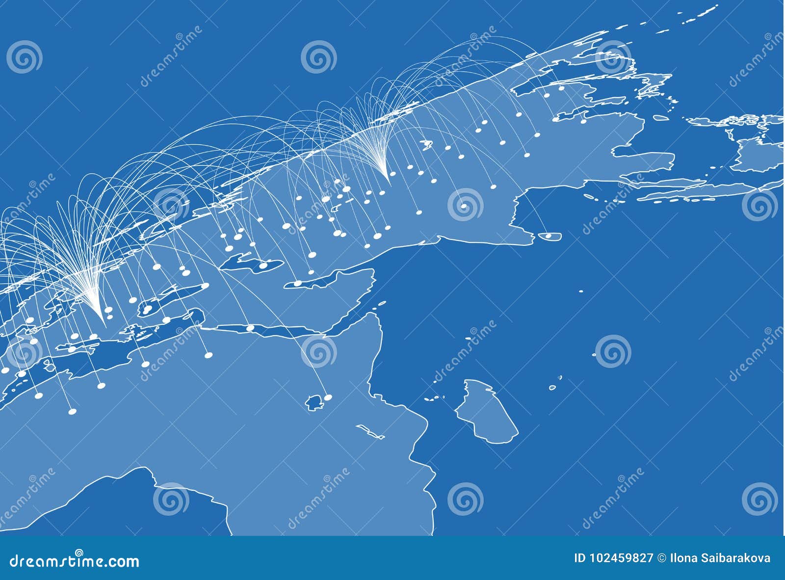 Map with Connections Vector Background. EPS10 Stock Vector ...