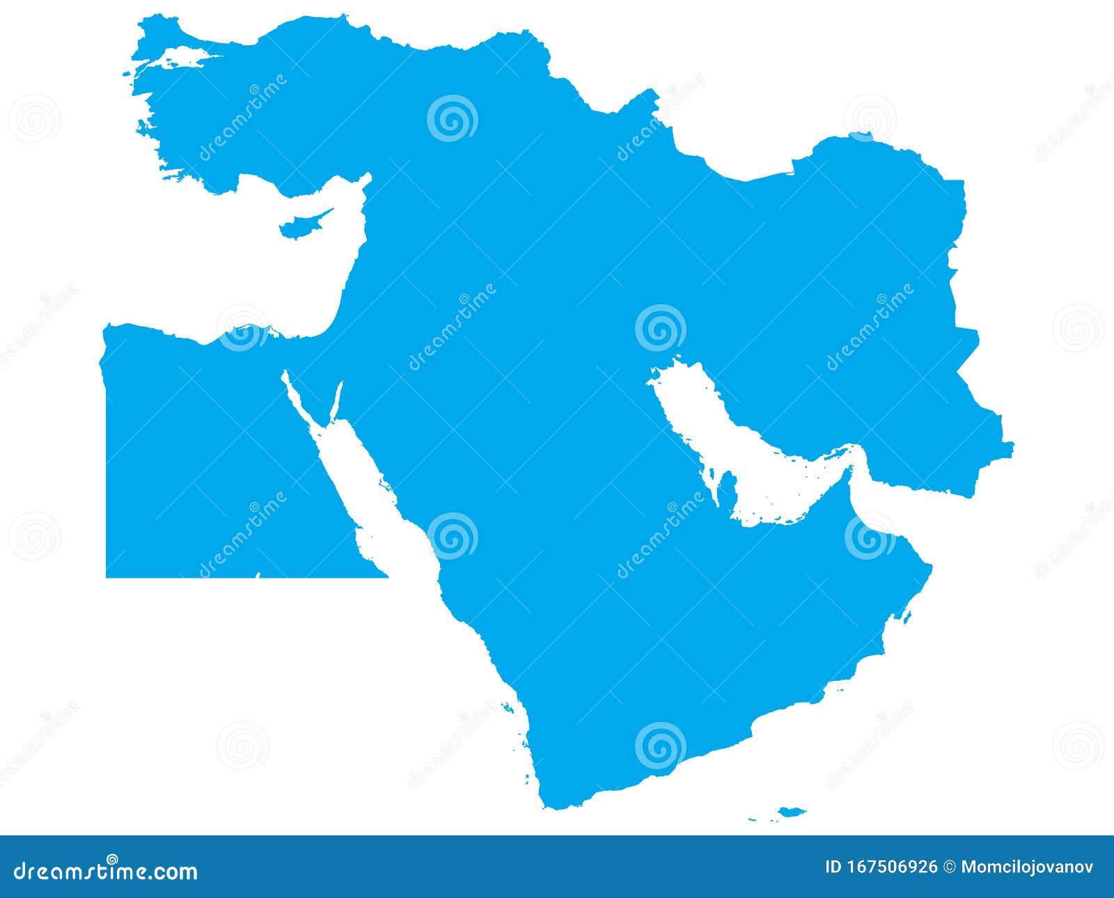 Blue map of Middle East stock vector. Illustration of green - 167506926