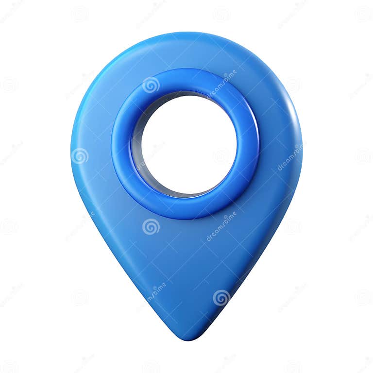 A Blue Map Pin with a Hole in the Middle on a White Background Stock ...
