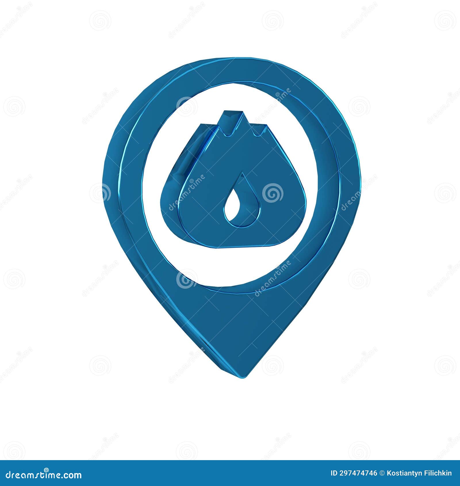 Blue Map Pointer with Fire Flame Icon Isolated on Transparent ...
