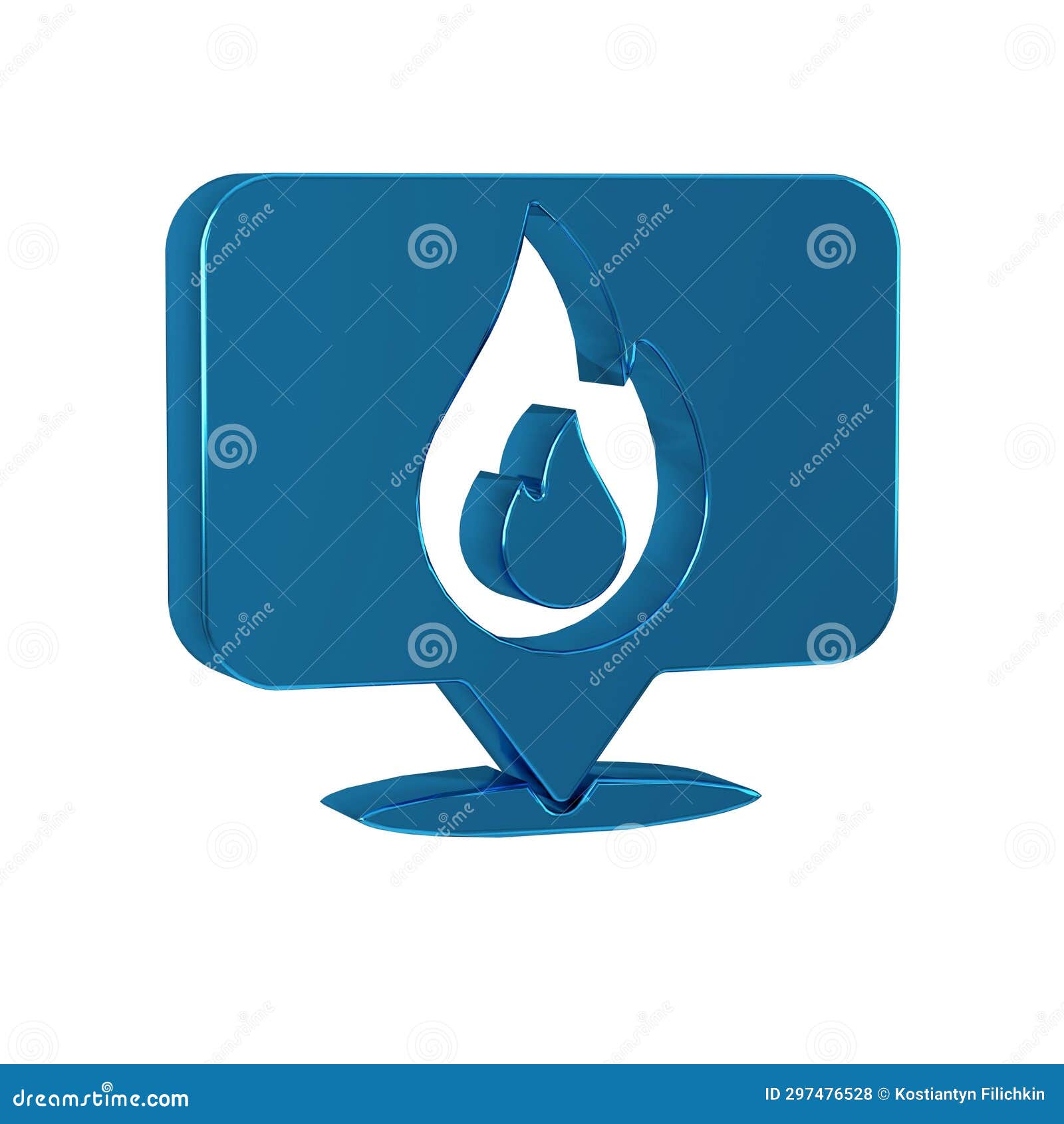 Blue Map Pointer with Fire Flame Icon Isolated on Transparent ...