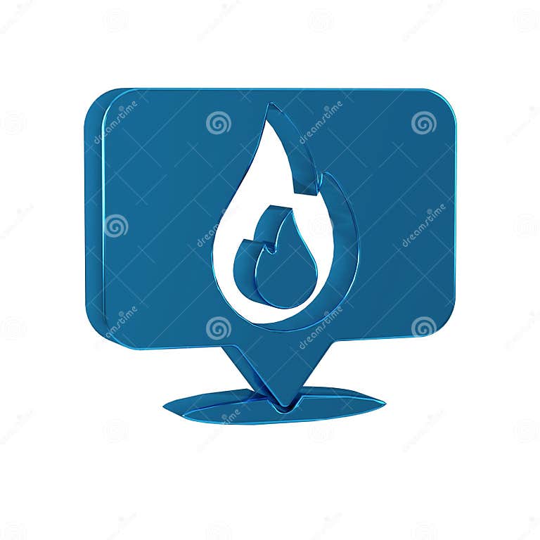 Blue Map Pointer with Fire Flame Icon Isolated on Transparent ...