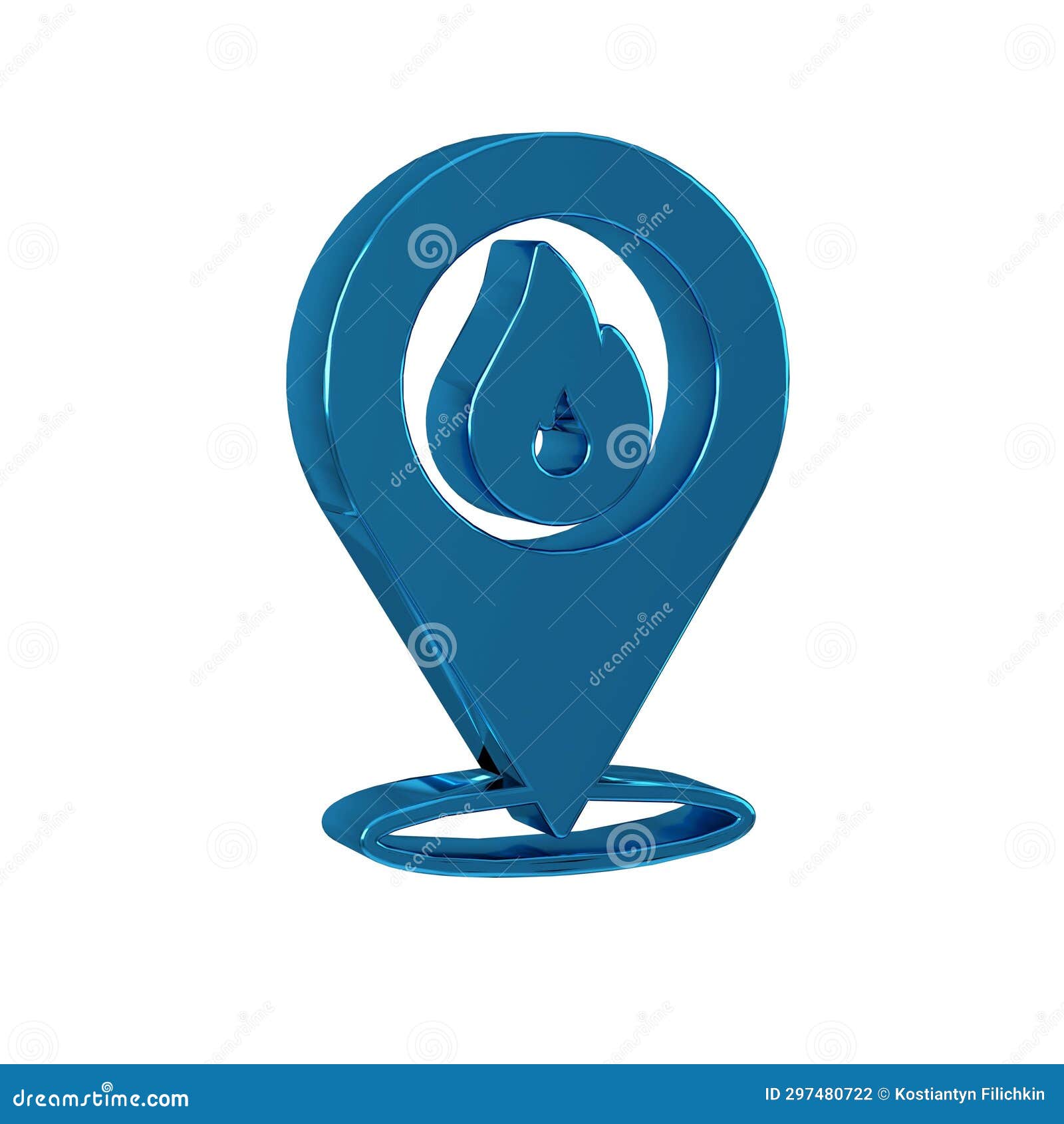 Blue Map Pointer with Fire Flame Icon Isolated on Transparent ...