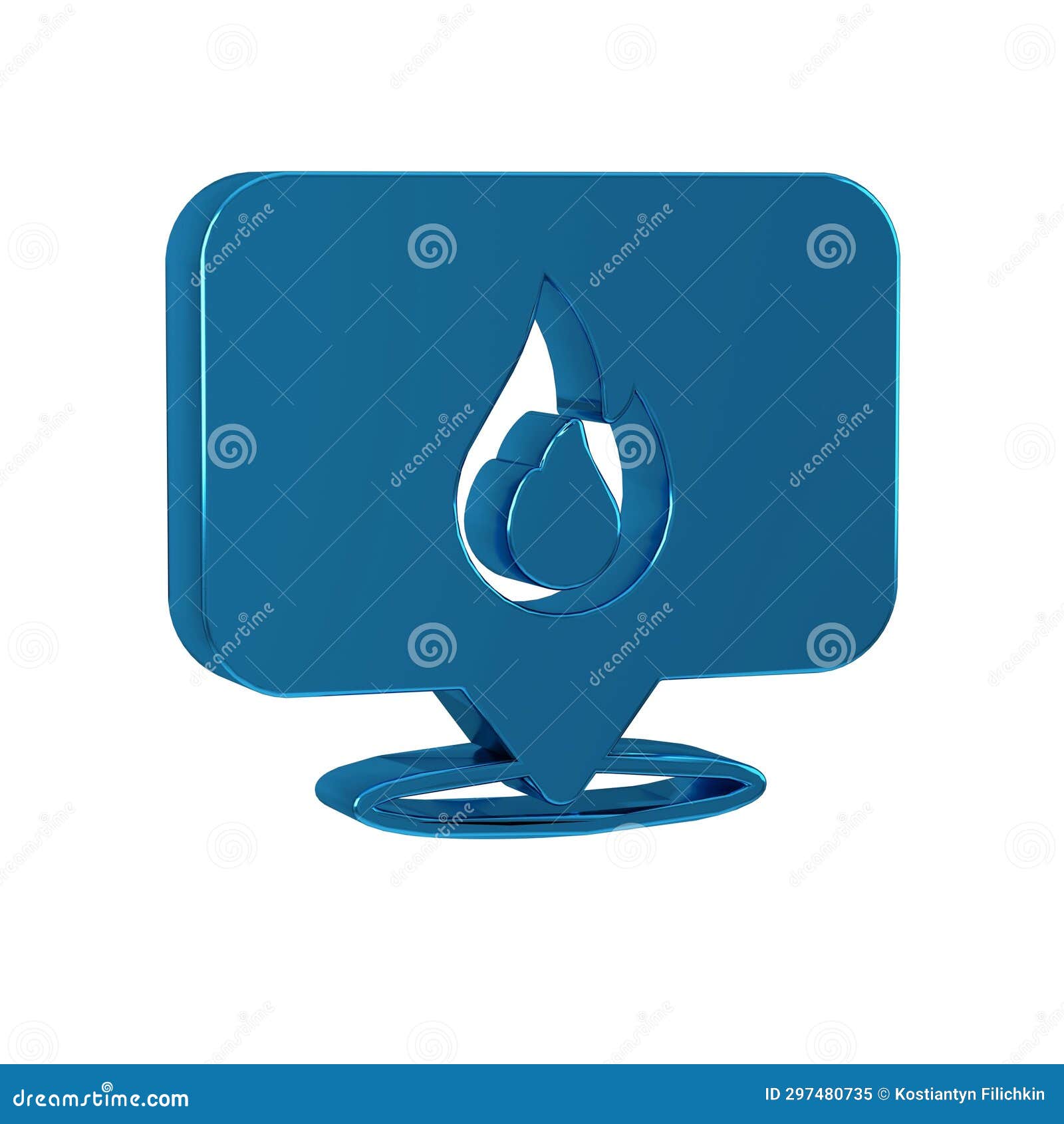 Blue Map Pointer with Fire Flame Icon Isolated on Transparent ...