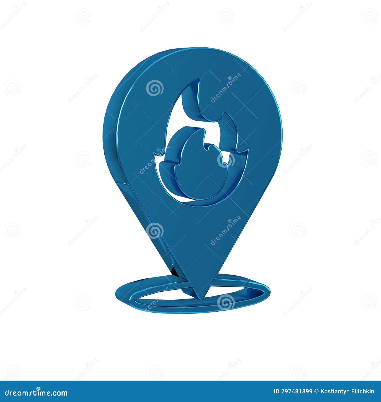 Blue Map Pointer with Fire Flame Icon Isolated on Transparent ...