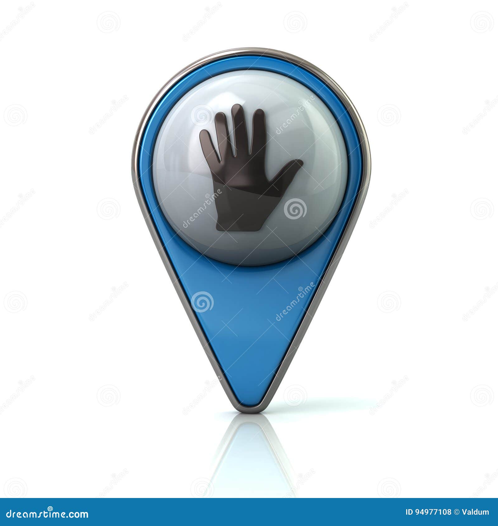 Blue Map Pointer with Hand Icon Stock Illustration - Illustration of ...