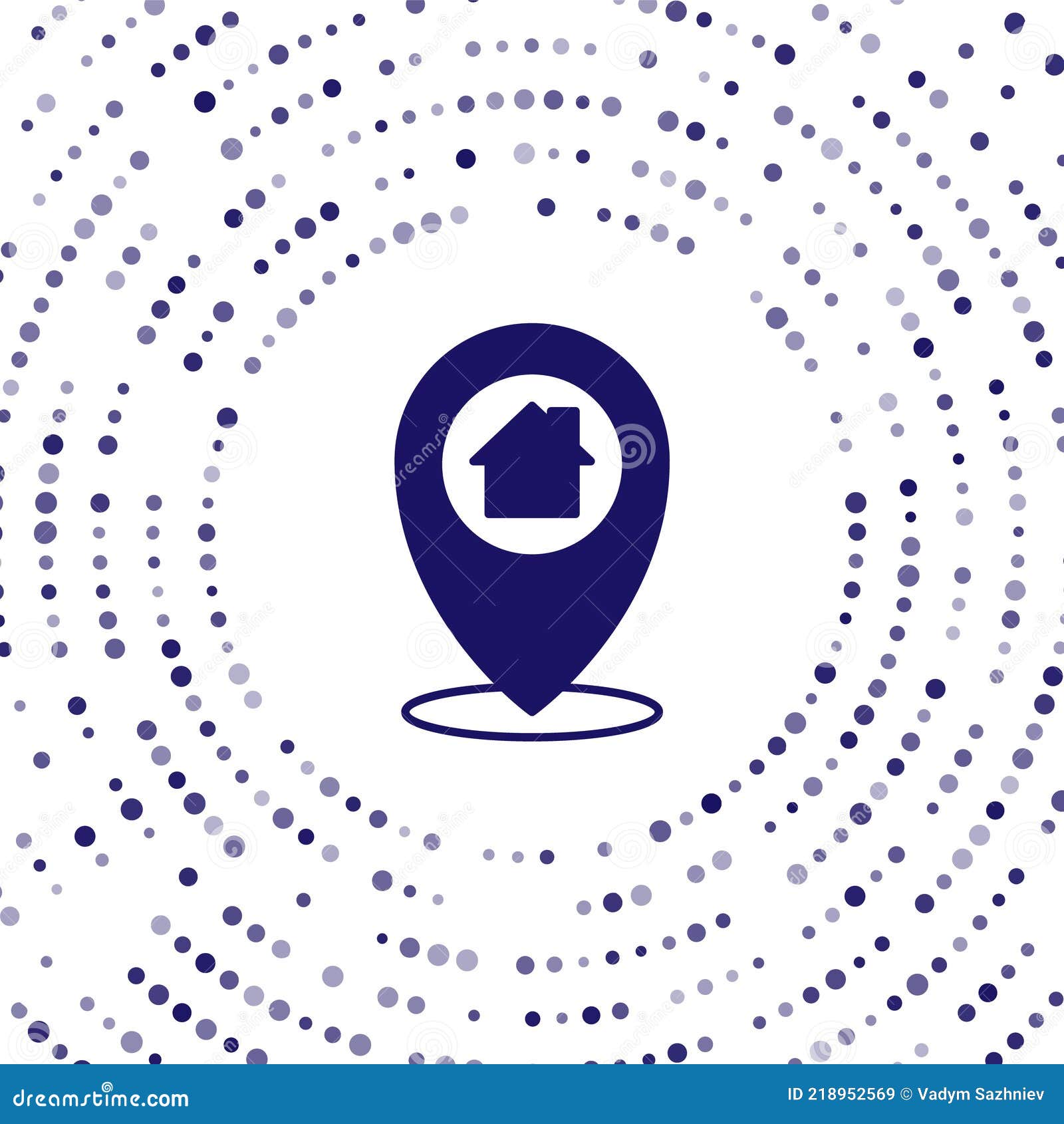 Blue Map Pointer with House Icon Isolated on White Background. Home ...