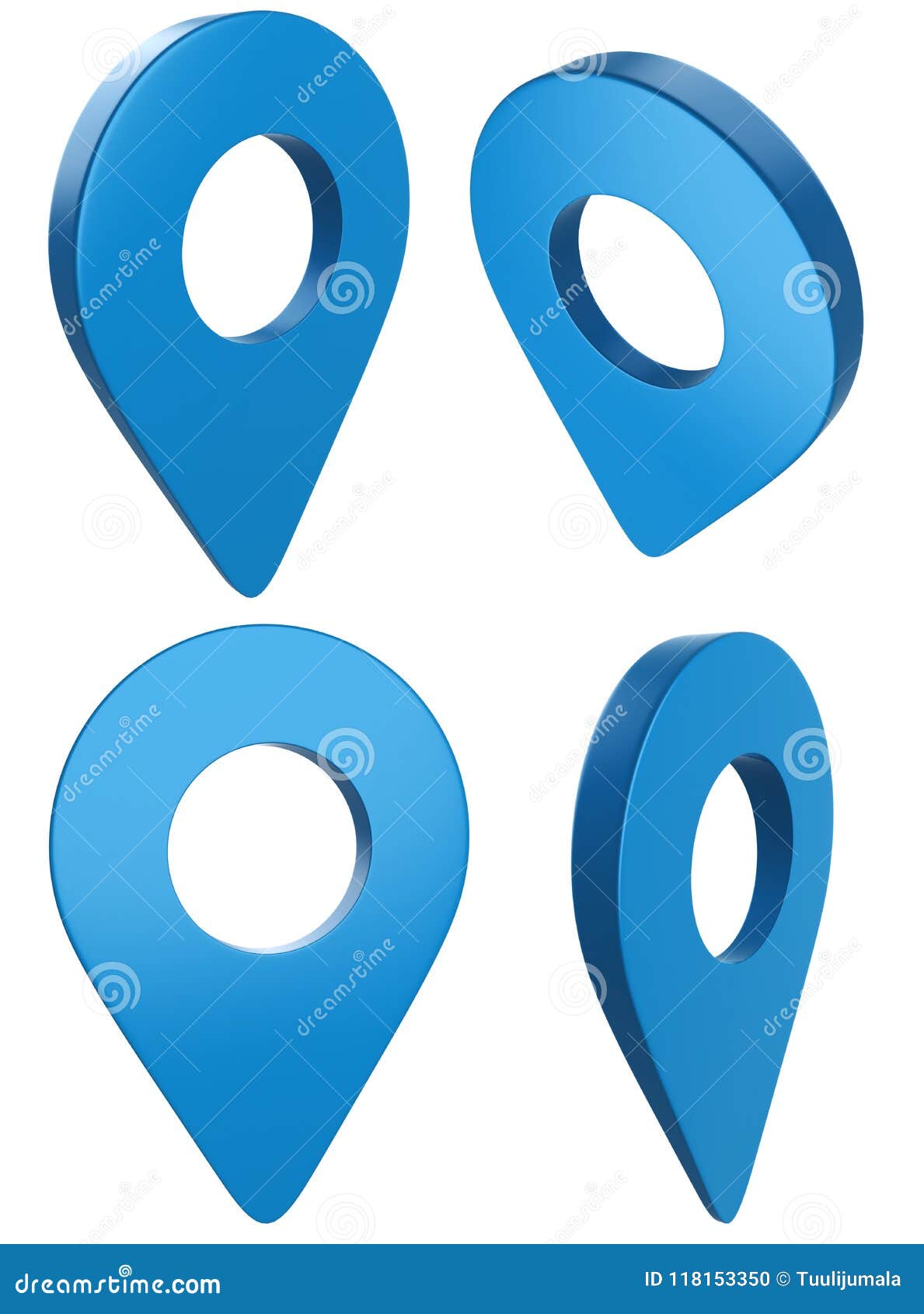 Blue Map Pointer Set stock illustration. Illustration of position ...