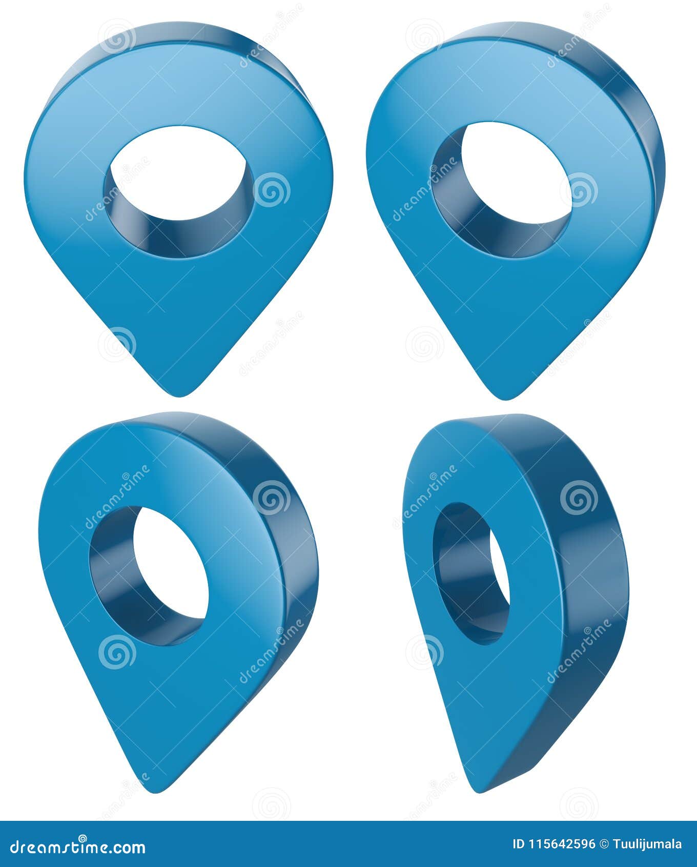 Blue Map Pointer Set Isolated Stock Illustration - Illustration of ...