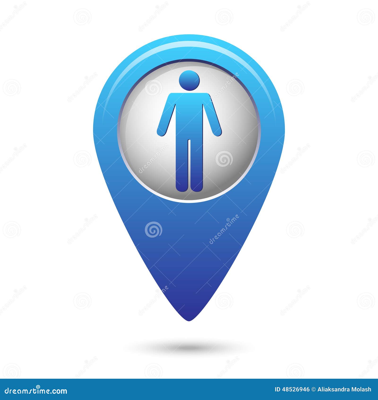 Blue Map Pointer with Standing Human Icon Stock Vector - Illustration ...