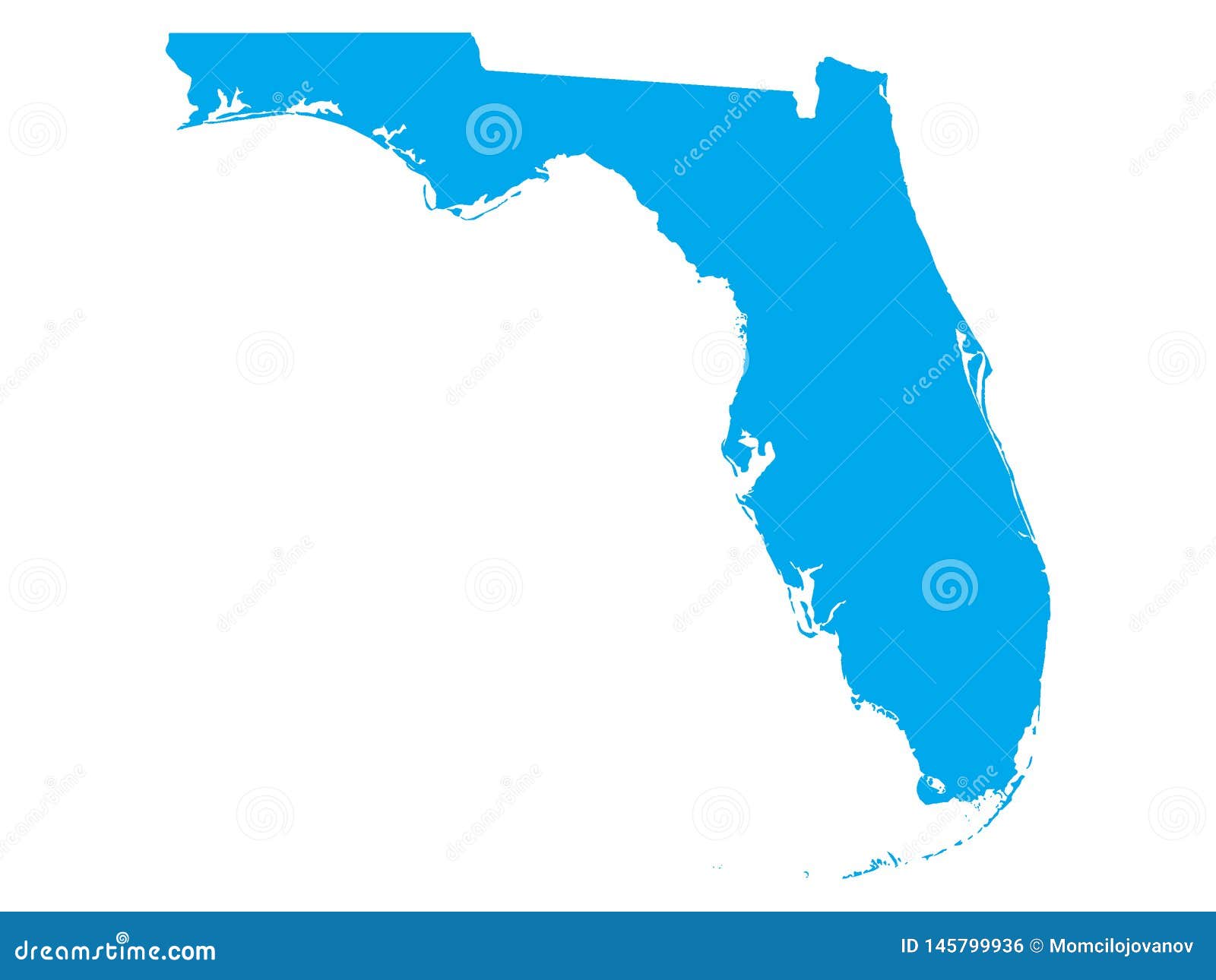 Blue Map of US State of Florida Stock Vector - Illustration of alabama ...