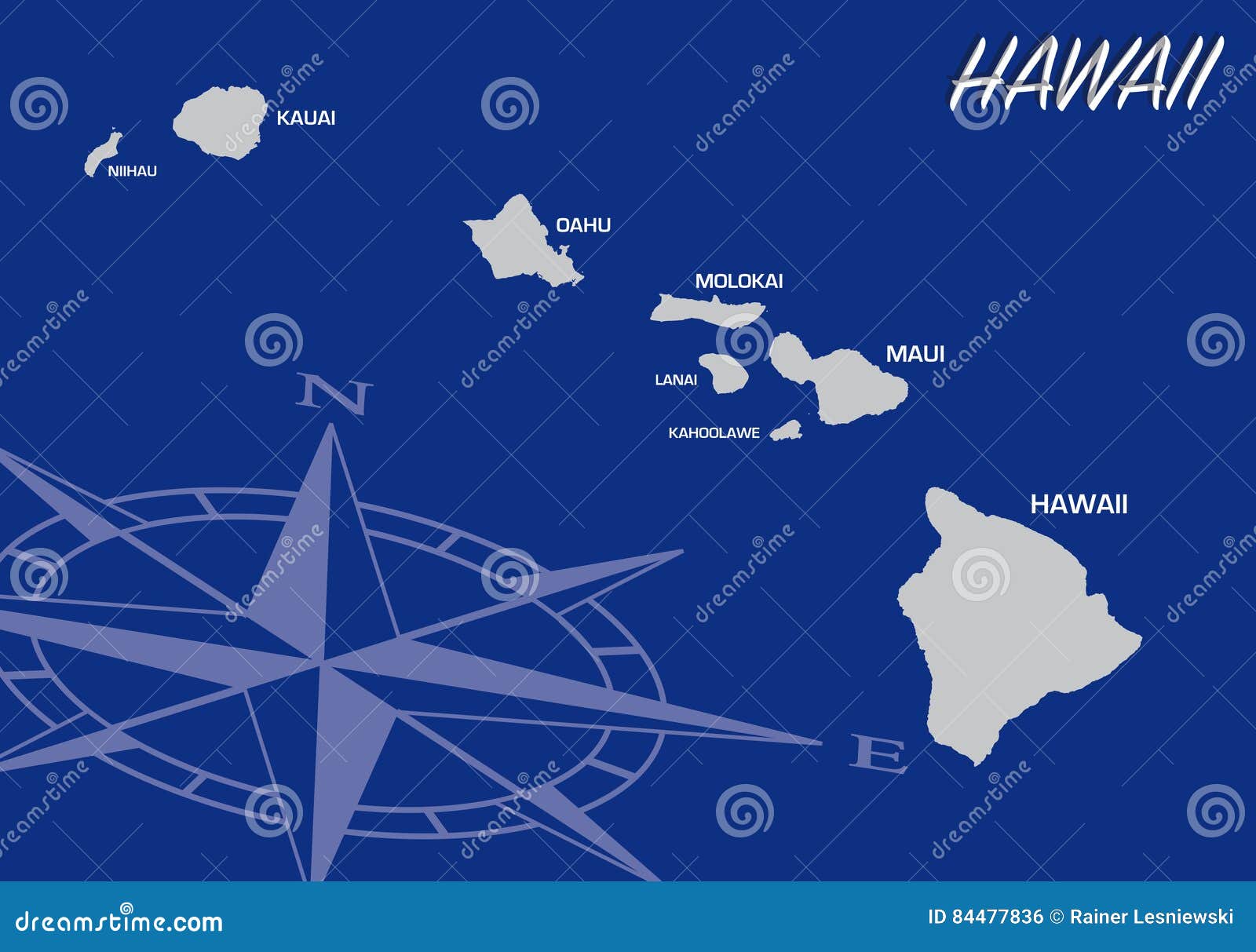 The State Of Hawaii Is Highlighted In Red. Vector Map Of The United ...