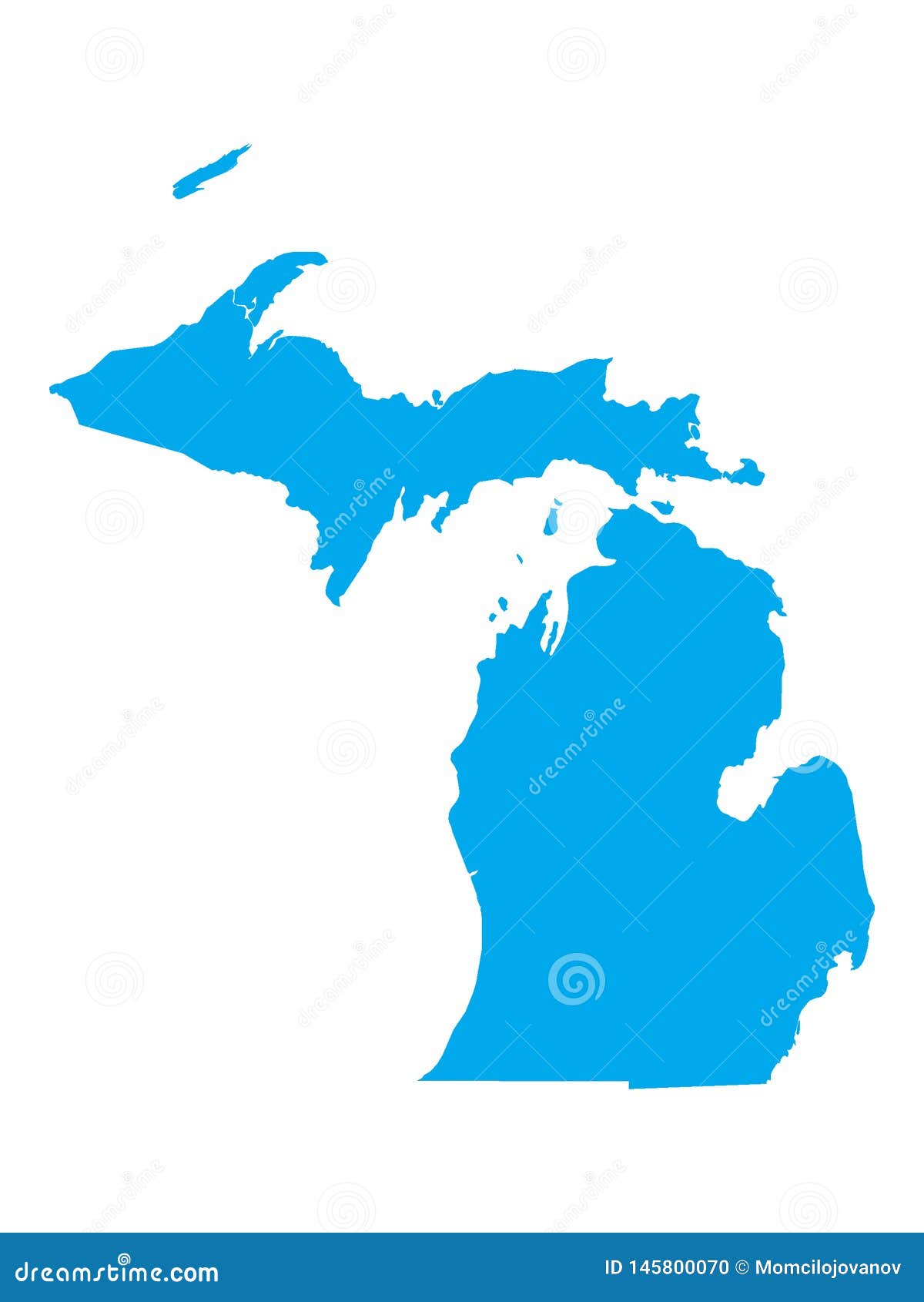 Blue Map of US State of Michigan Stock Vector - Illustration of kansas ...